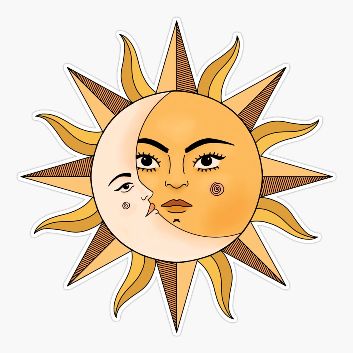 Maneki Sun And Moon Astrology Er, Phone Decal Water Bottle Stickers Car ...