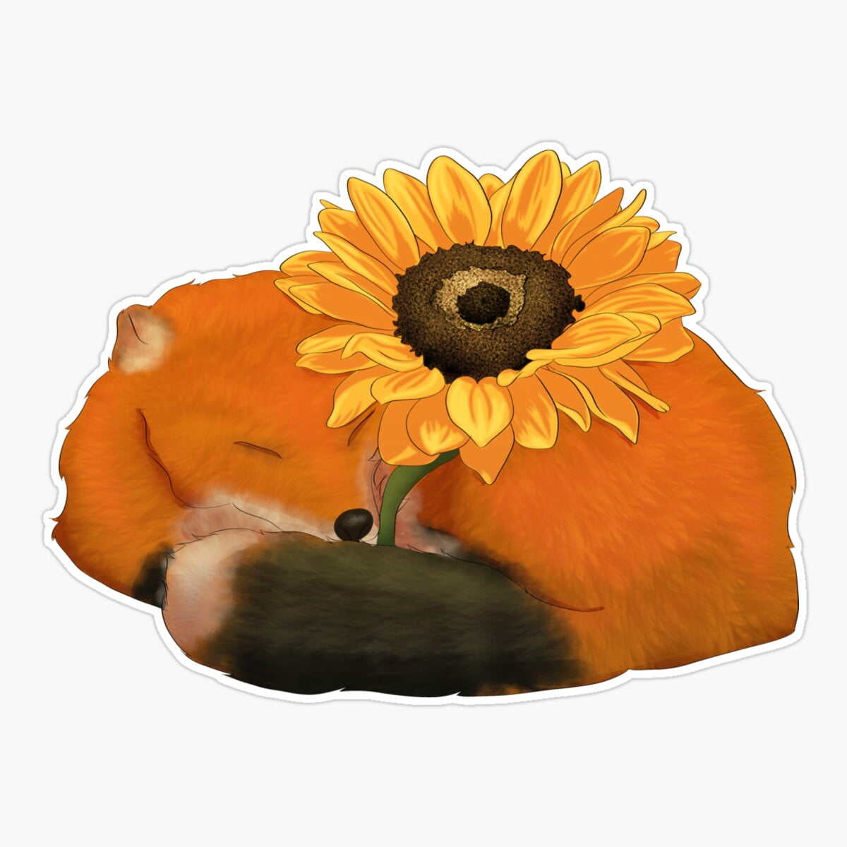 Maneki Sunflower Fox Sticker, Phone Decal Water Bottle Stickers Car ...