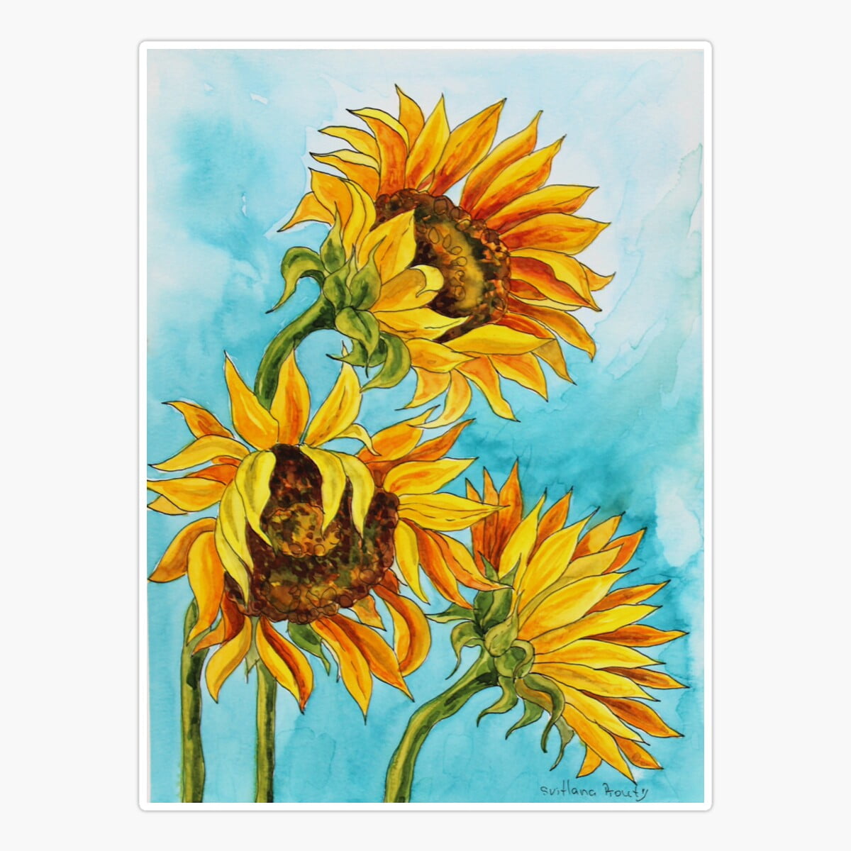 Maneki Sunny Brothers Watercolor Painting Sticker, Phone Decal Water ...