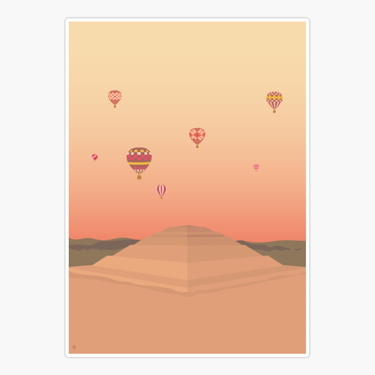 Maneki Sunrise Over Teotihuacan, La Piramide Del Sol, Mexico Sticker ...