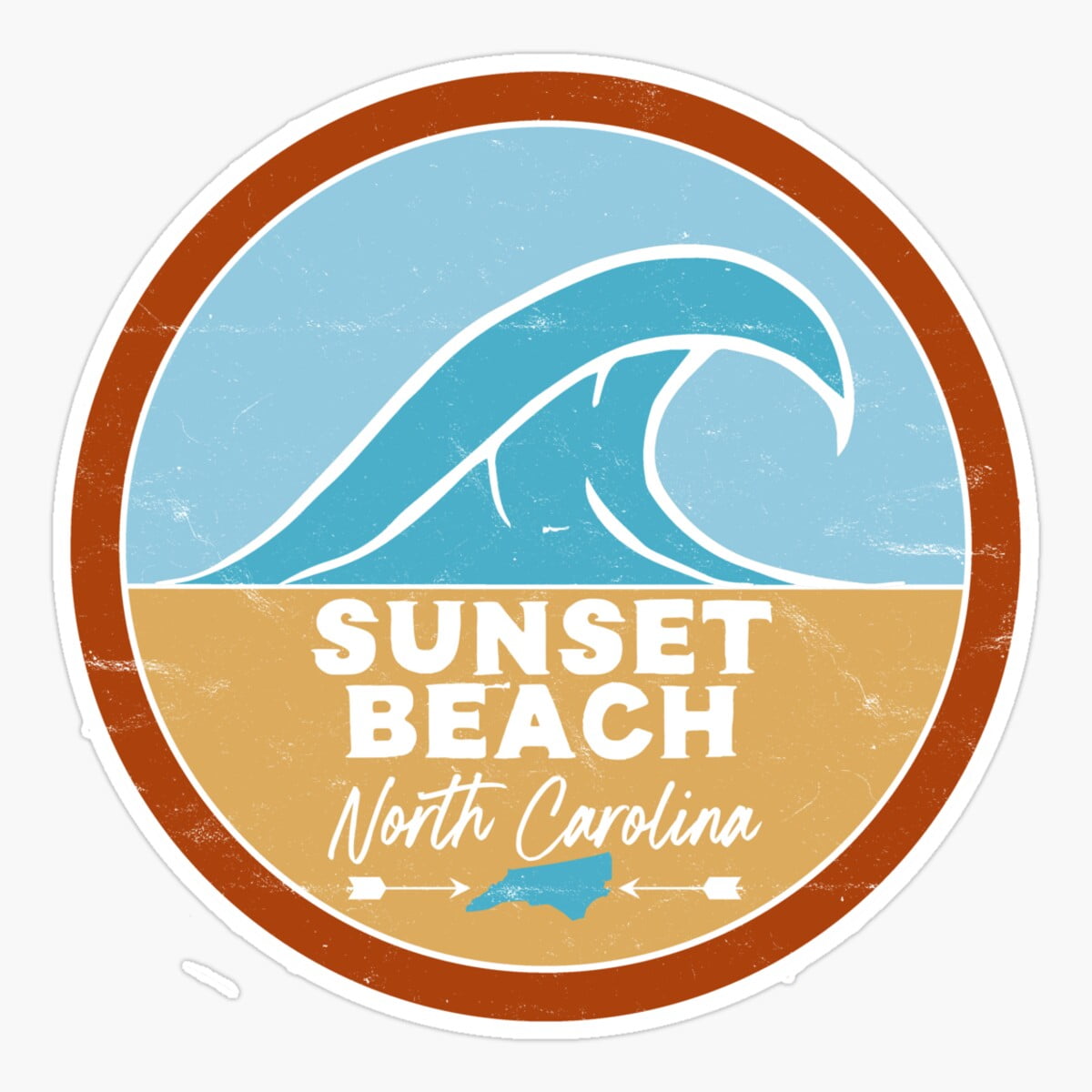 Maneki Sunset Beach North Carolina - Retro Atlantic Ocean Beach Wave ...