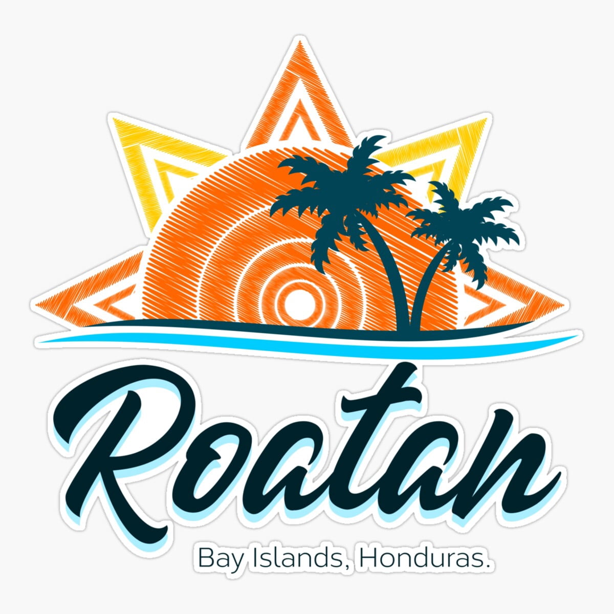 Maneki Sunset Roatan Bay Islands Honduras Sticker, Phone Decal Water ...