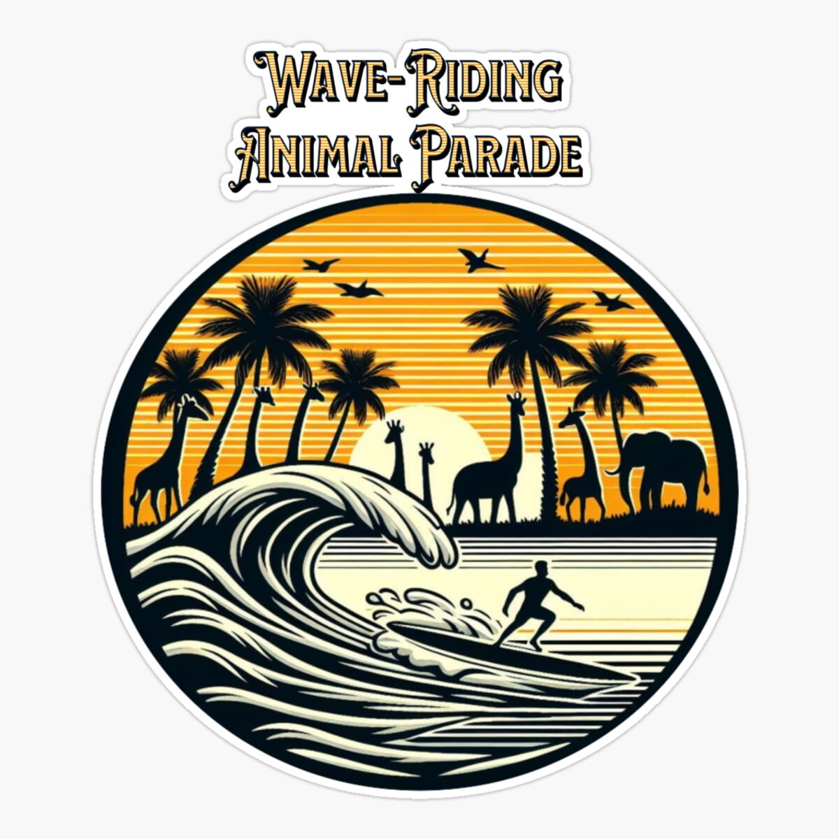 Maneki Sunset Surf Safari Er, Phone Decal Water Bottle Stickers Car ...