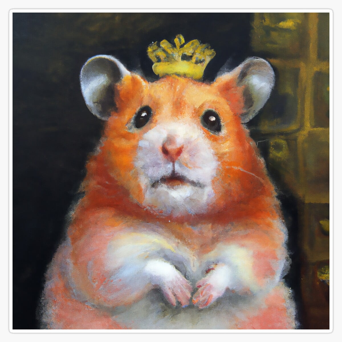 Maneki Super Cute Hamster Queen With Crown Oil Painting Funny Animals ...