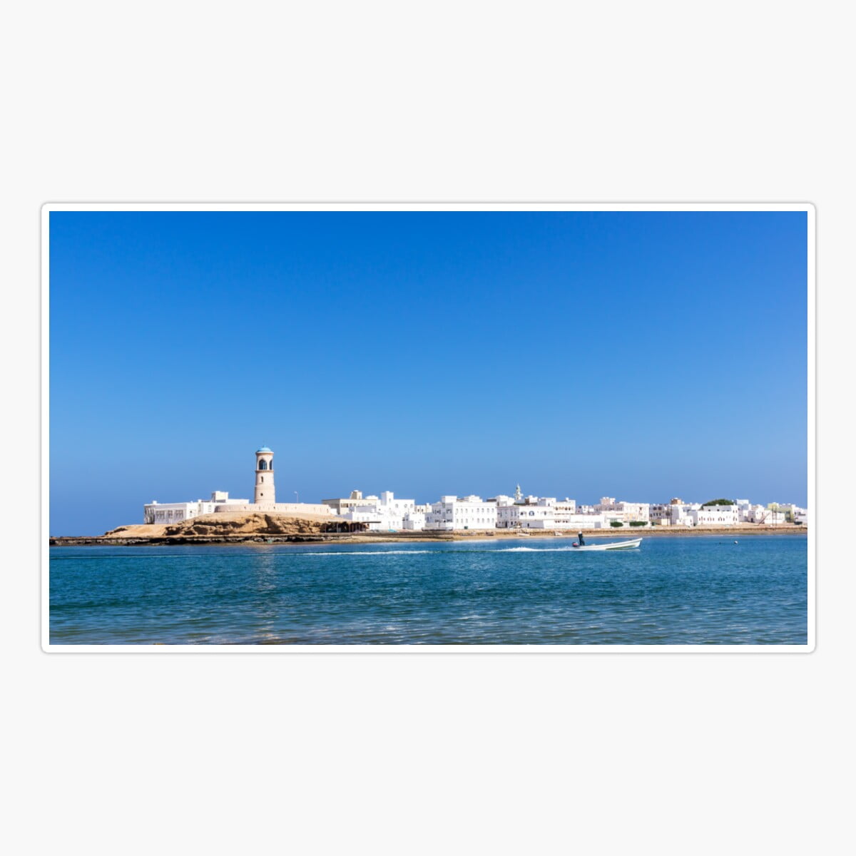 Maneki Sur Lighthouse With Isherman Boat - Oman Er, Phone Decal Water ...