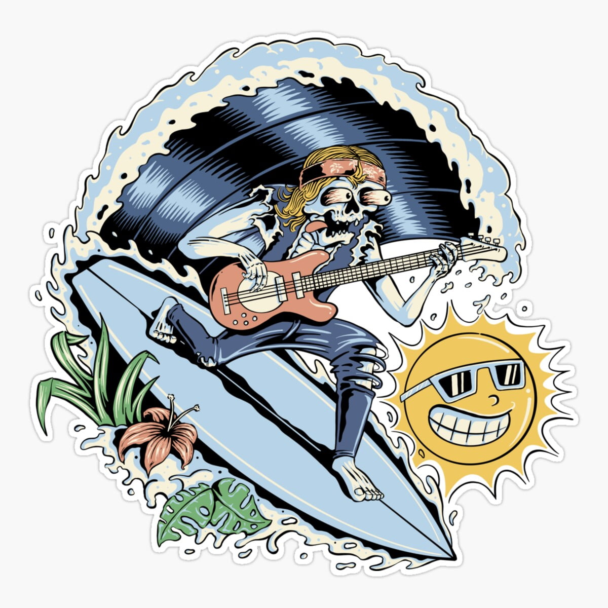 Maneki Surf Rock Sticker, Phone Decal Water Bottle Stickers Car Decals ...