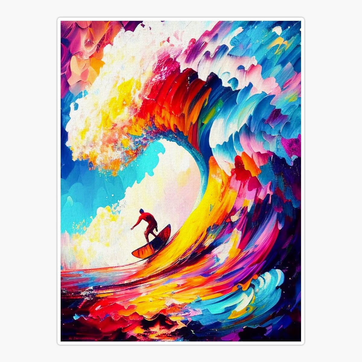 Maneki Surfing A Giant Wave Vibrant Abstract Art | Palette Knife Oil ...