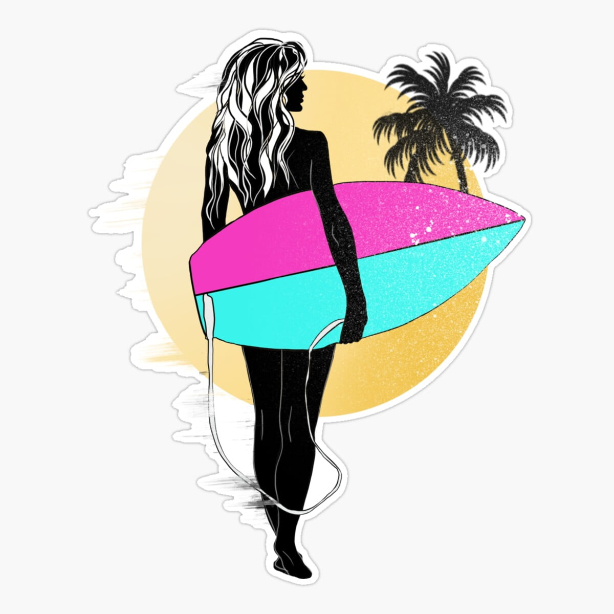 Maneki Surfing Girl,Surf,Surfer T-Shirt. Sticker, Phone Decal Water ...