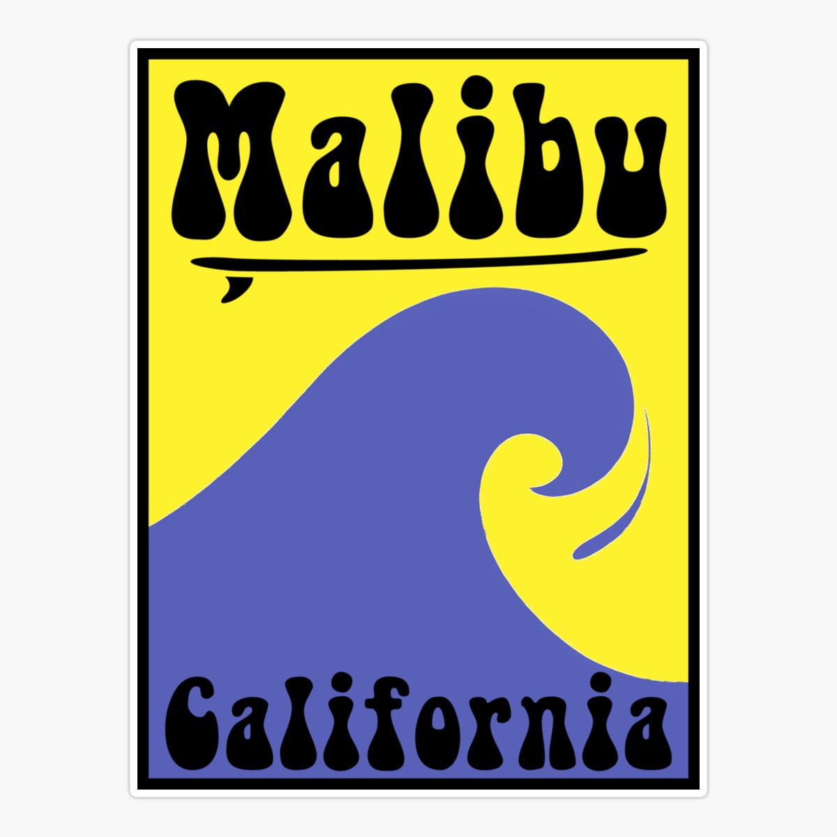 Maneki Surfing Malibu Beach California Retro 70'S Hippie Hippy Sticker ...