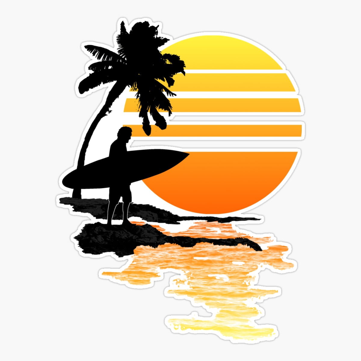 Maneki Surfing Sunrise Sticker, Phone Decal Water Bottle Stickers Car ...