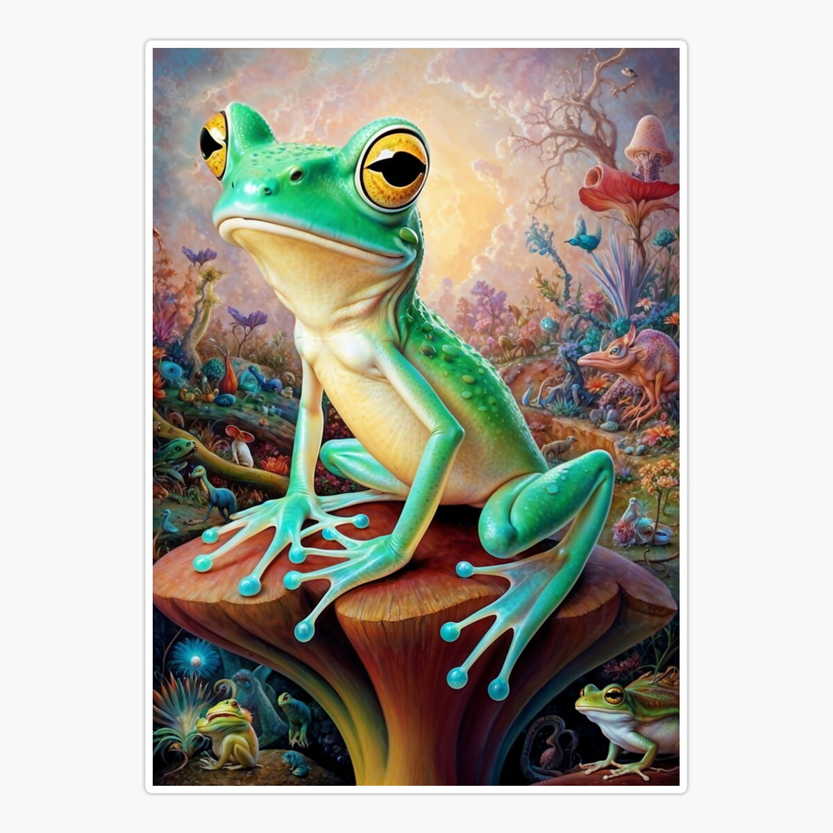 Maneki Surreal Fantastical Frog Safari Er, Phone Decal Water Bottle ...