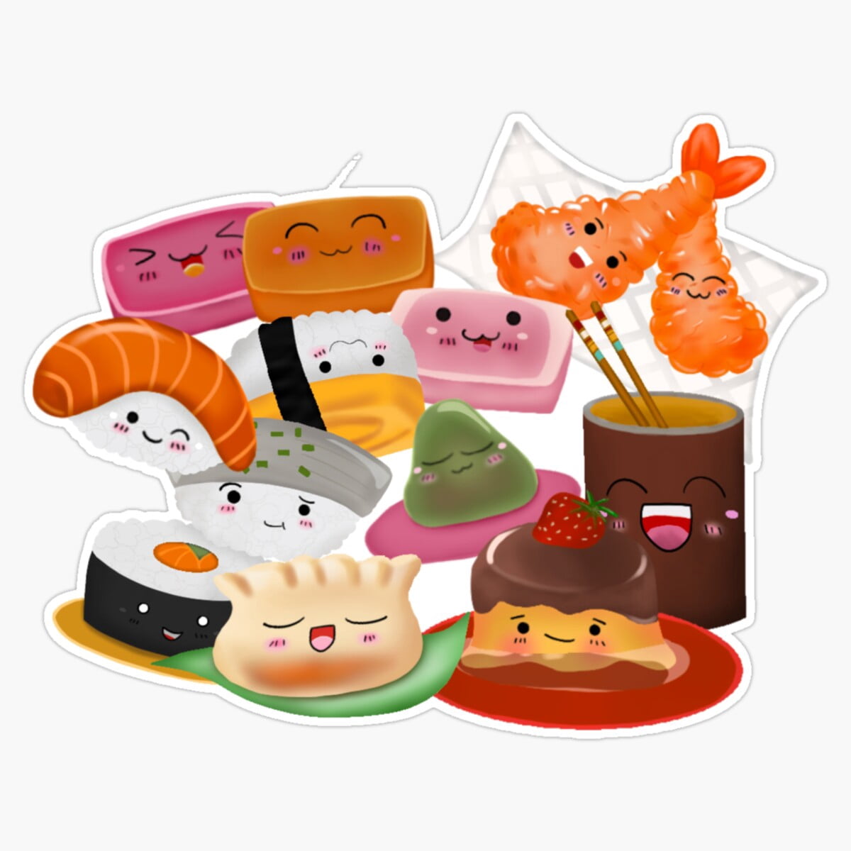Maneki Sushi Go Card Game Characters Er, Phone Decal Water Bottle ...