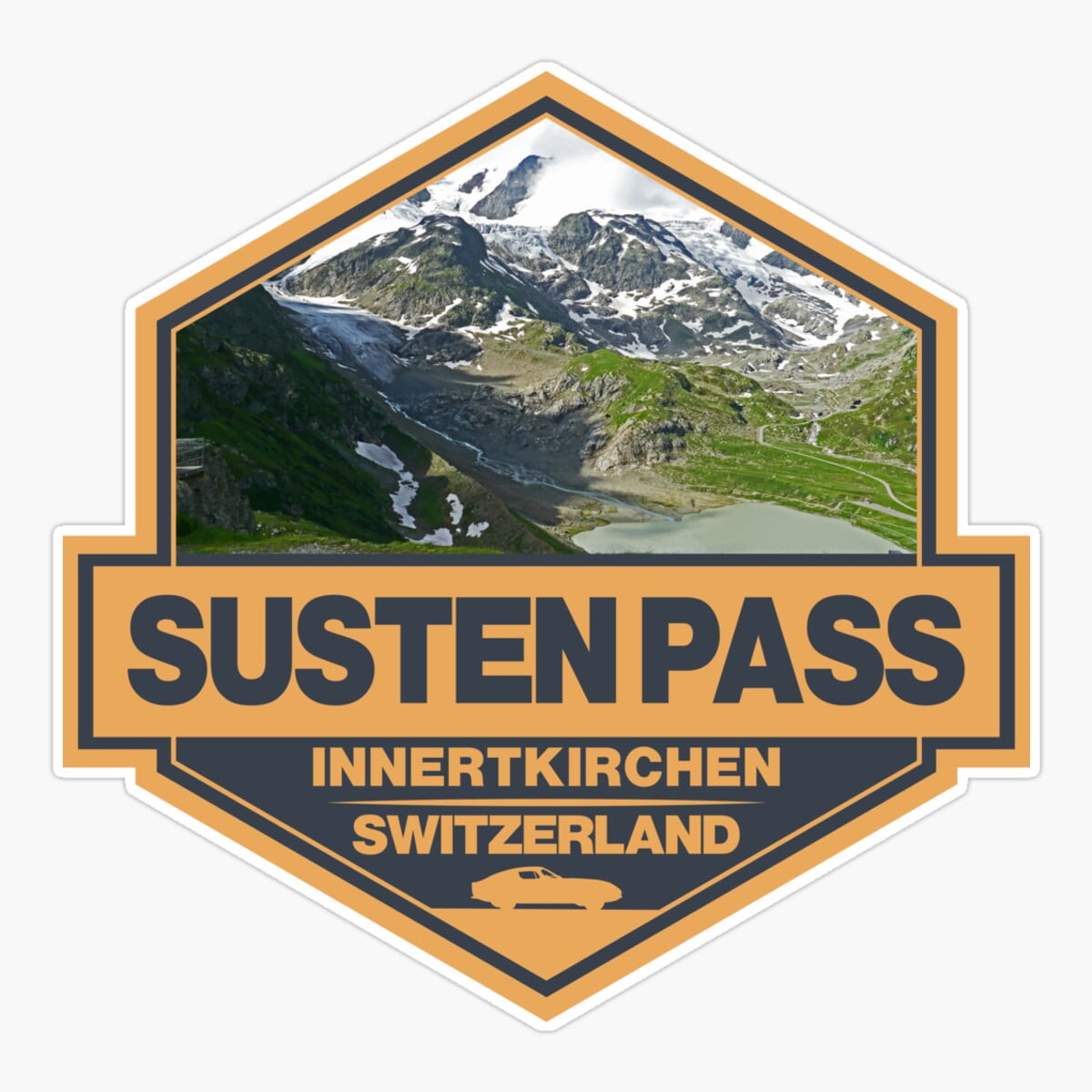 Maneki Susten Pass Switzerland Travel Art Badge Sticker, Phone Decal ...