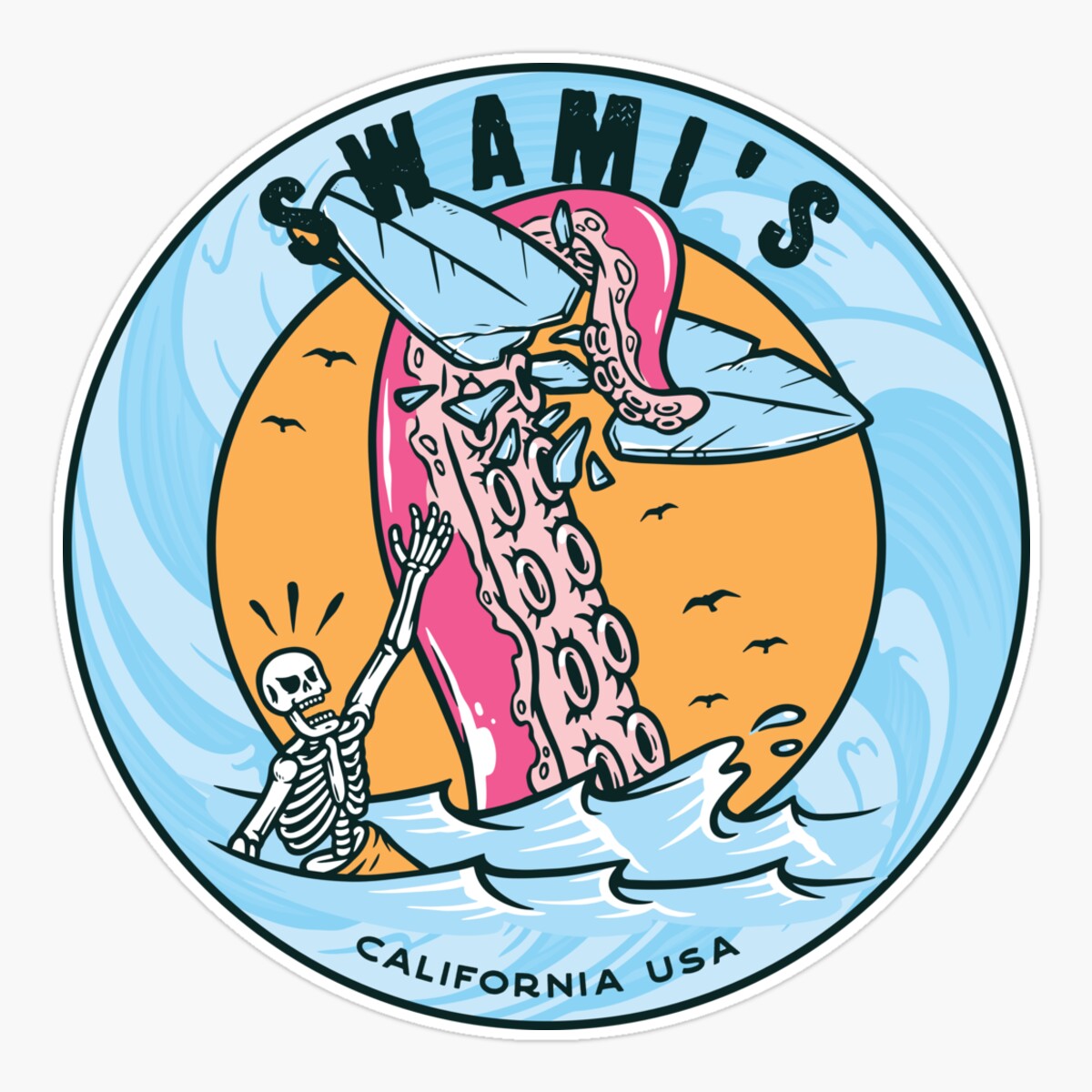 Maneki Swami'S Beach Beach Tentacle Surfboard Sticker, Phone Decal ...