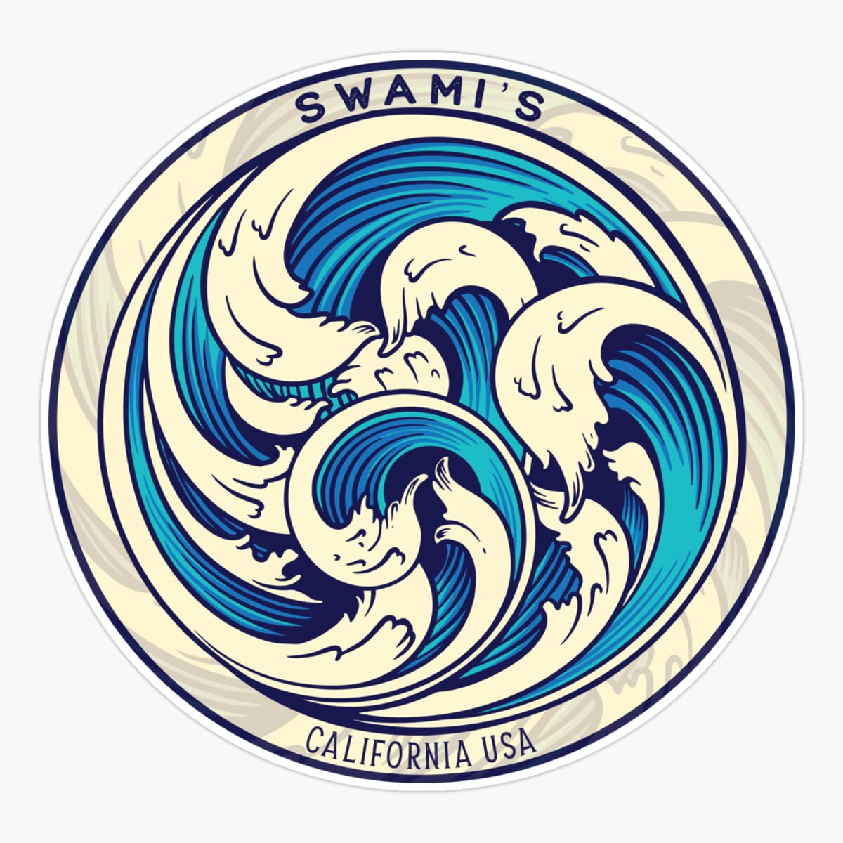 Maneki Swami'S Waves Sticker, Phone Decal Water Bottle Stickers Car ...