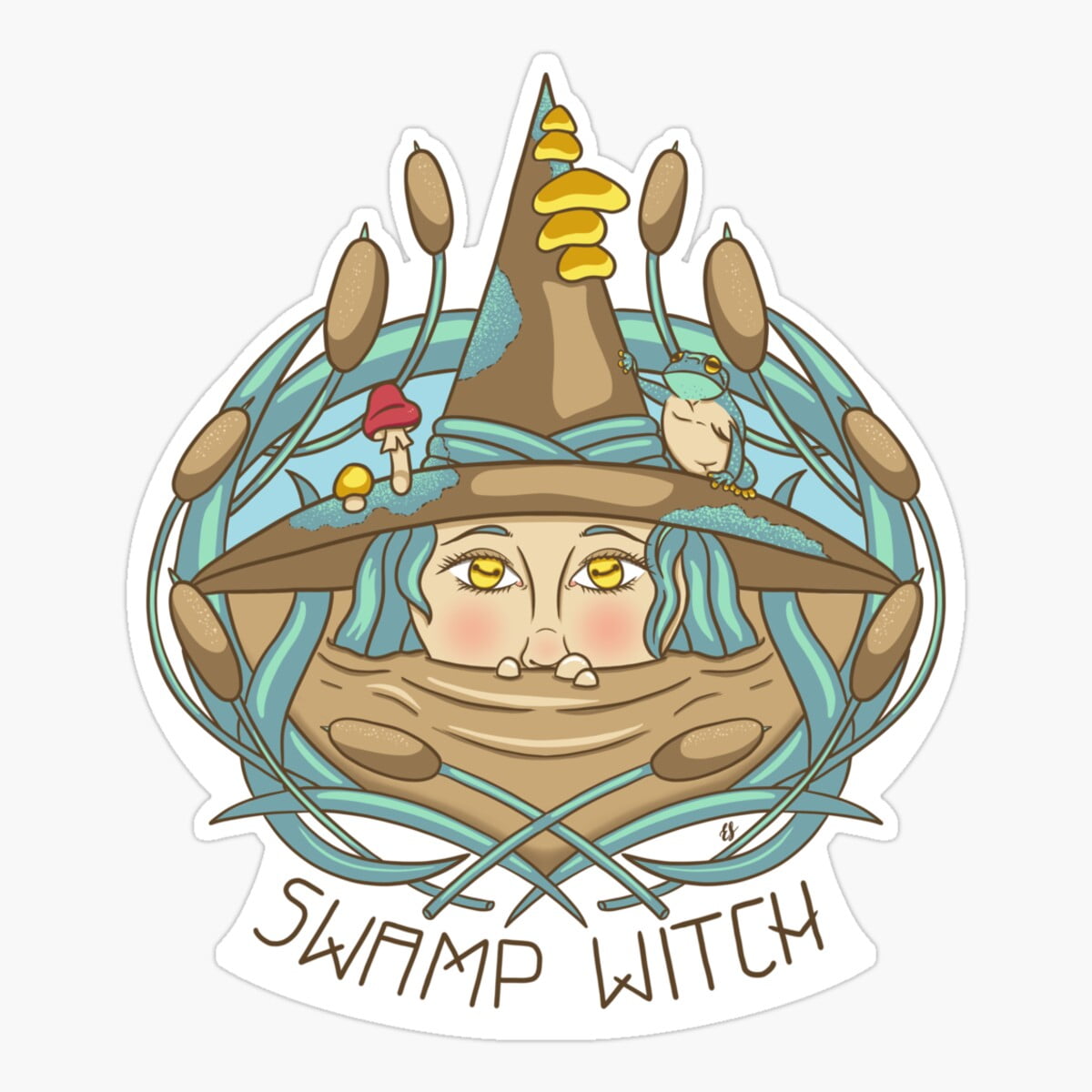 Maneki Swamp Witch Sticker, Phone Decal Water Bottle Stickers Car ...