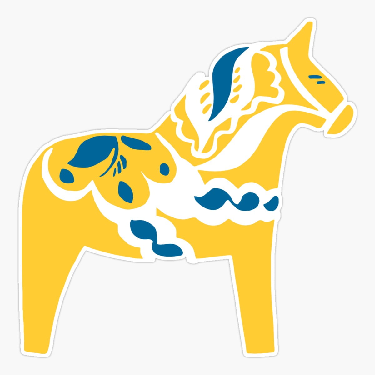 Maneki Swedish Dala Horse Yellow Dalecarlian Dalarna Horse Sticker ...