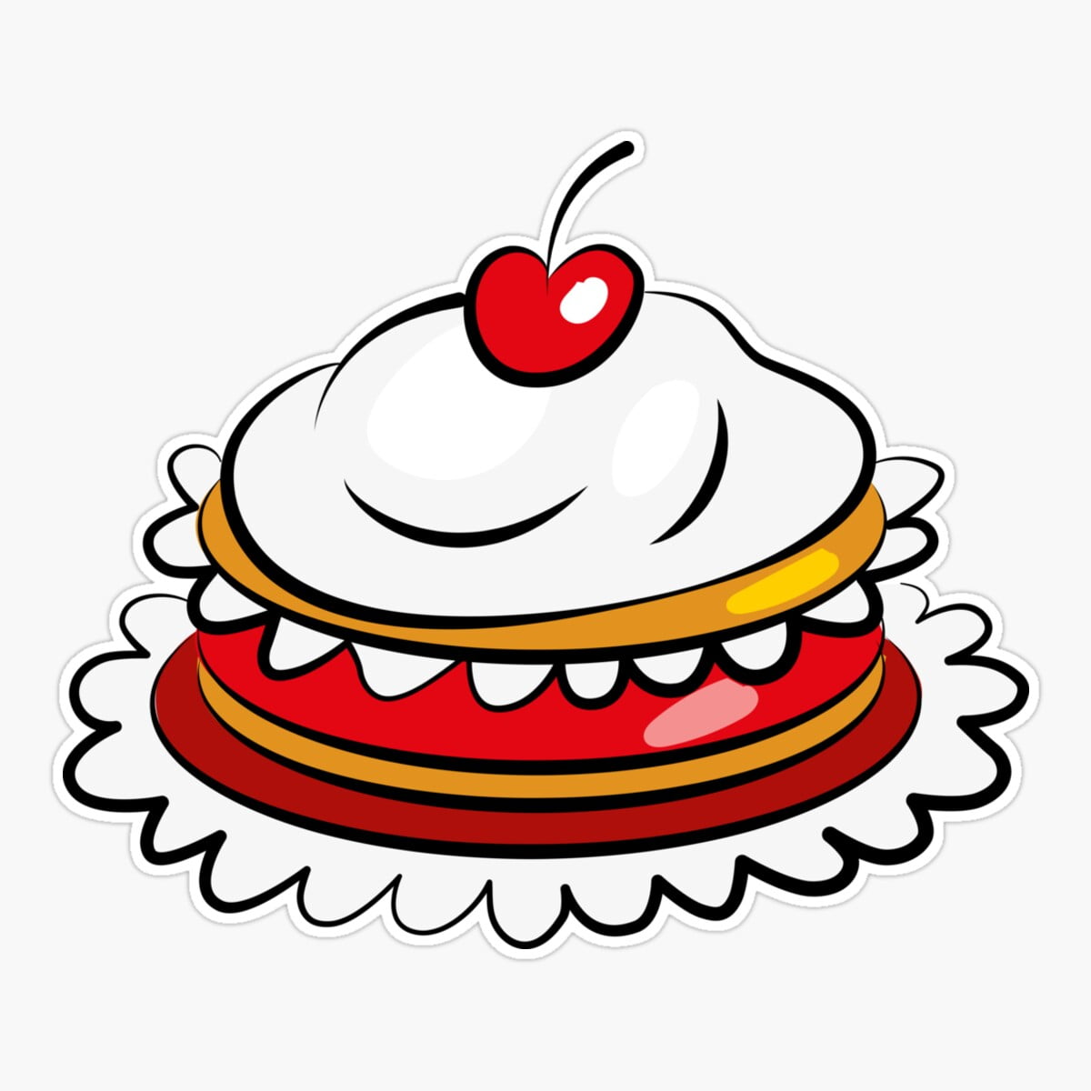 Maneki Sweet Cake With Cream And Cherries Sticker, Phone Decal Water ...