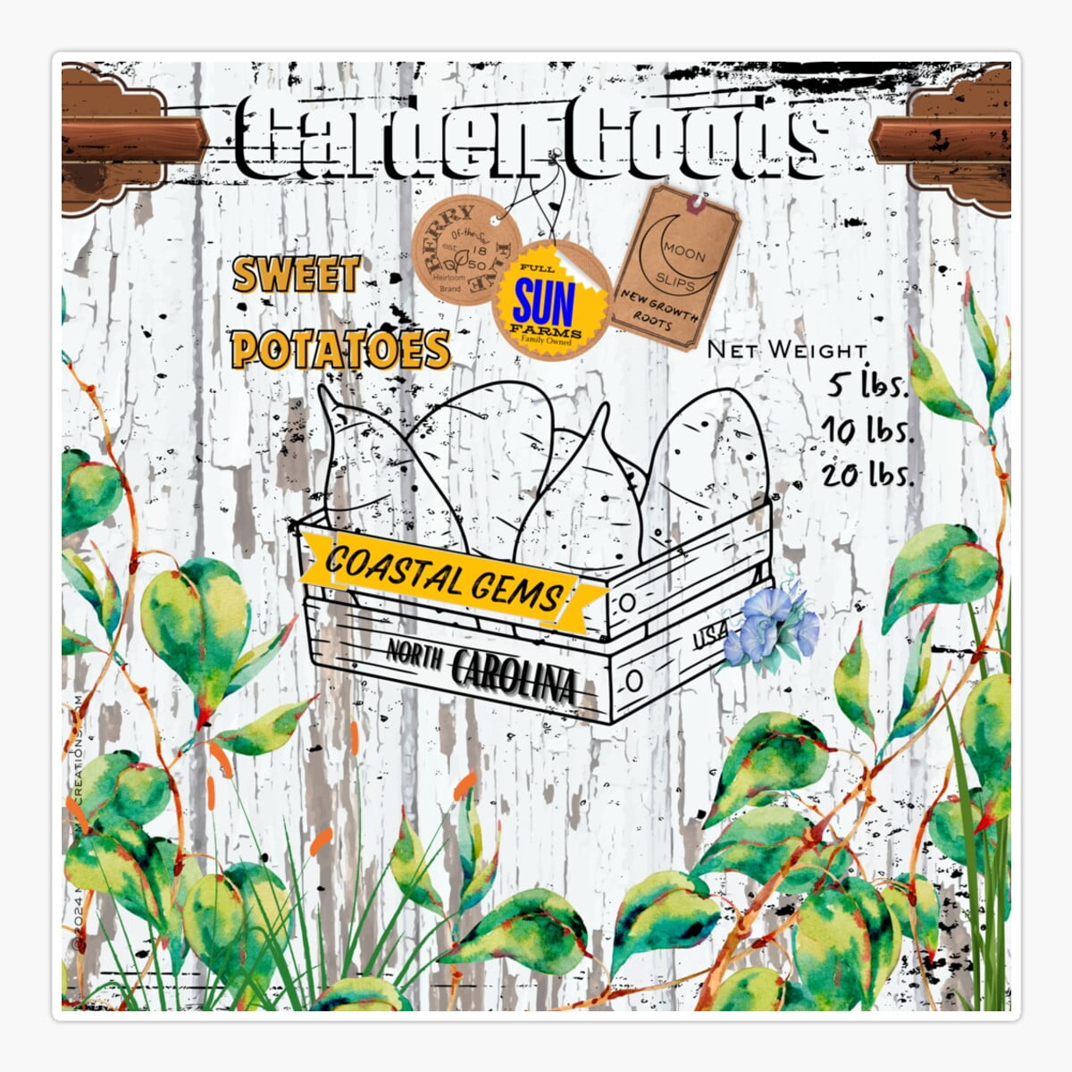 Maneki Sweet Potato North Carolina Yummy Coastal Gems Sticker, Phone ...