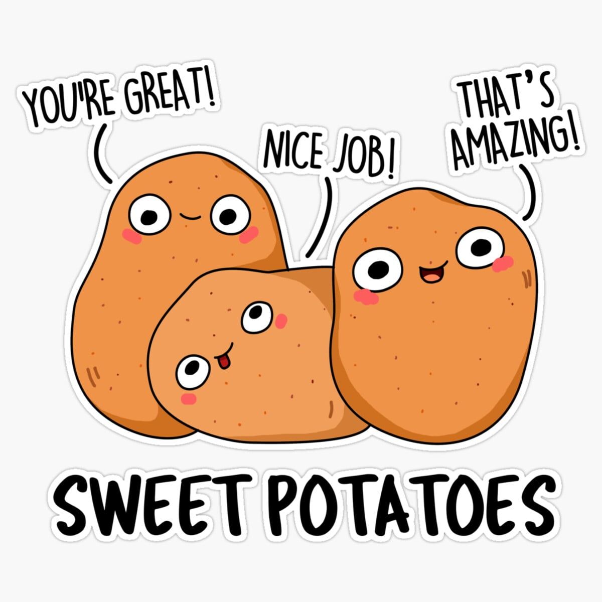 Maneki Sweet Potatoes Funny Vegetable Puns Er, Phone Decal Water Bottle ...