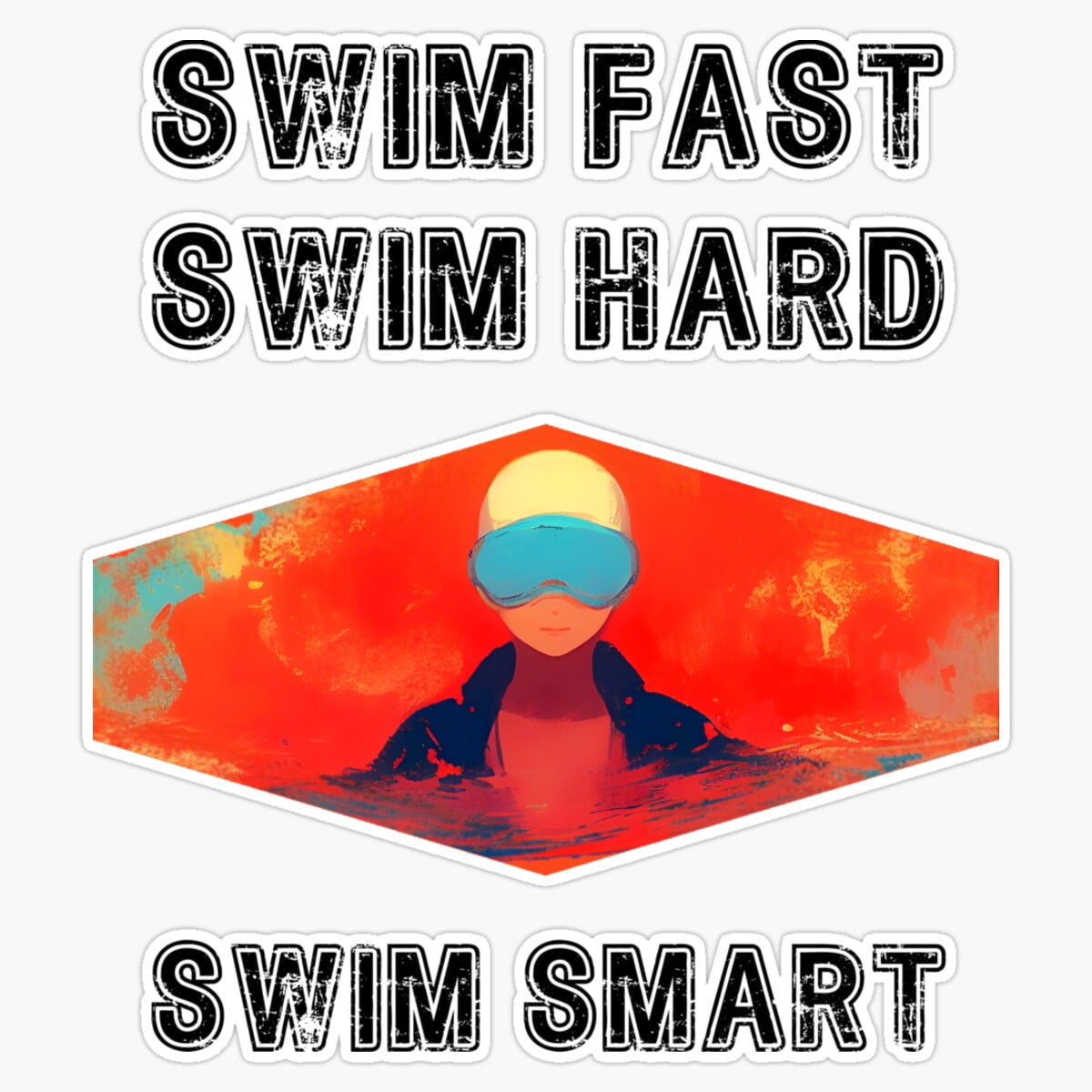 Maneki Swim Fast, Swim Hard, Swim Smart Er, Phone Decal Water Bottle ...