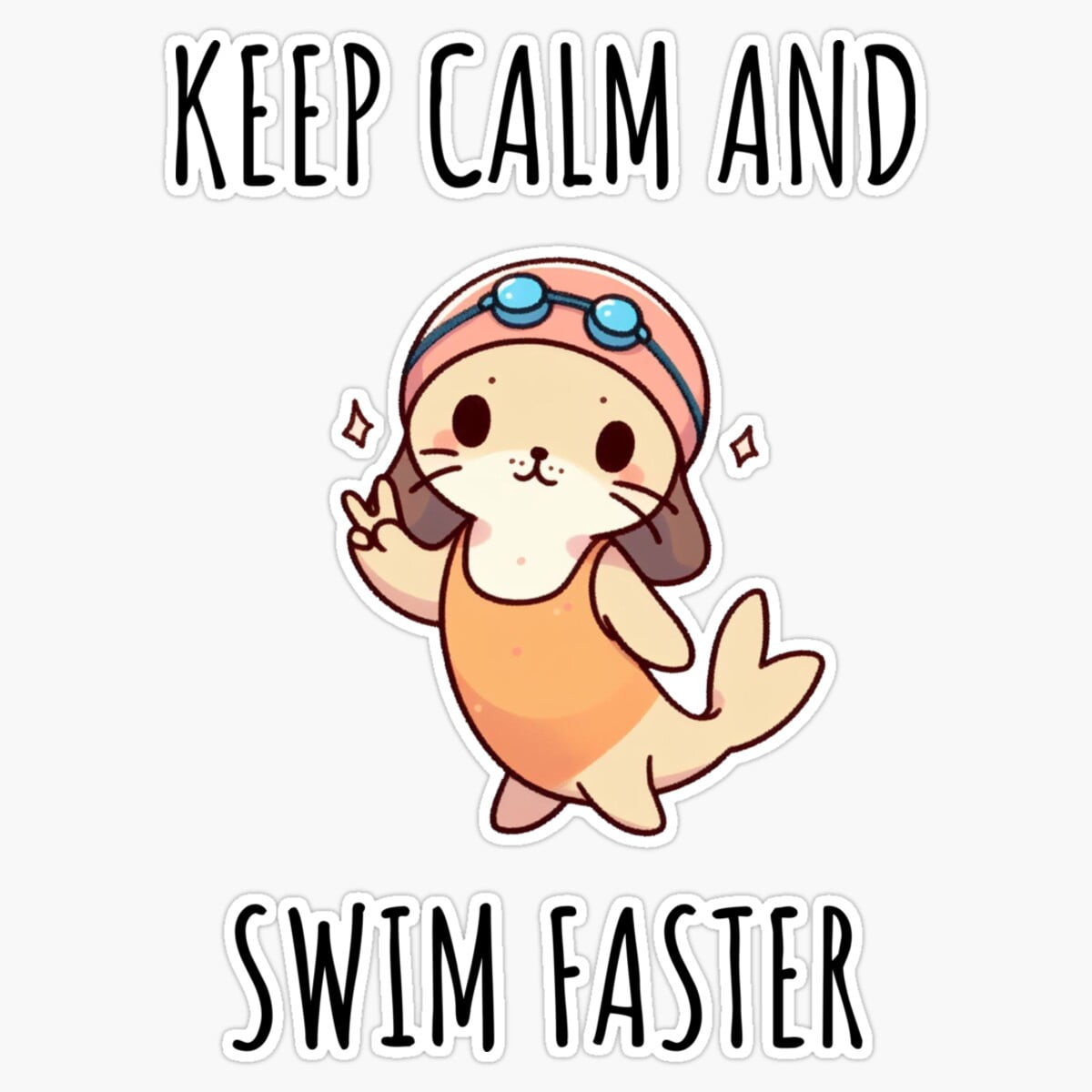 Maneki Swim Faster Sea Lion Er, Phone Decal Water Bottle Stickers Car ...