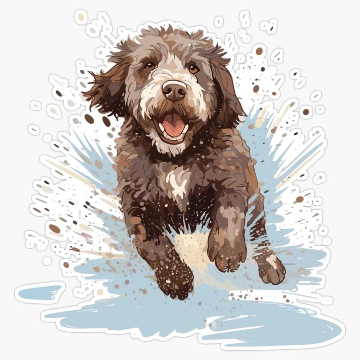 Maneki Swim Fun: Brown Lagotto Romagnolo Dog'S Aquatic Adventure ...
