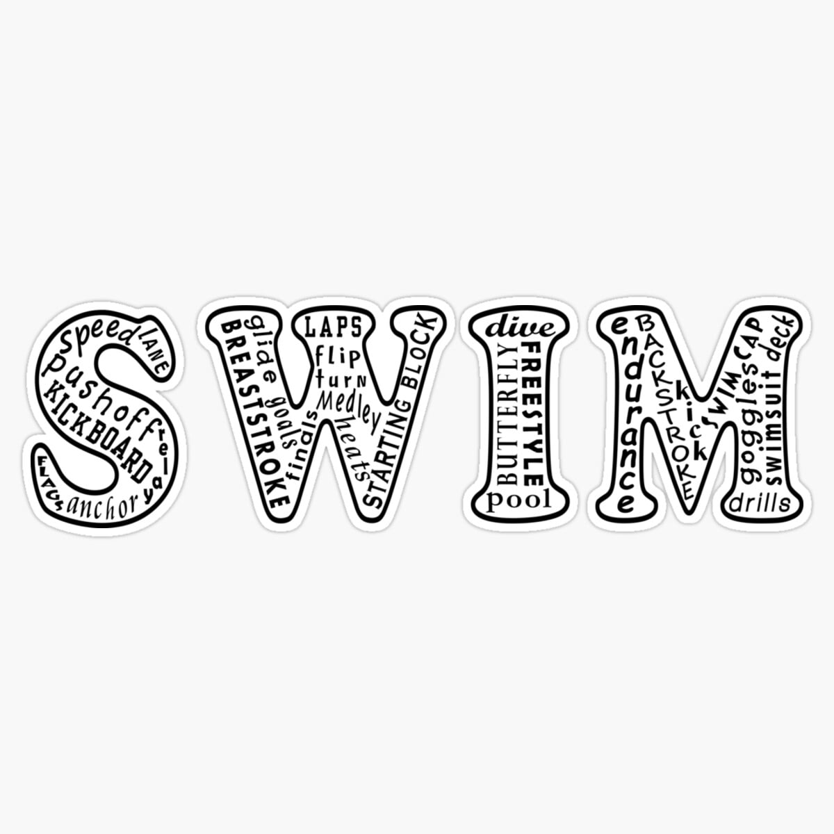 Maneki Swim Inspiration With Words Er, Phone Decal Water Bottle ...