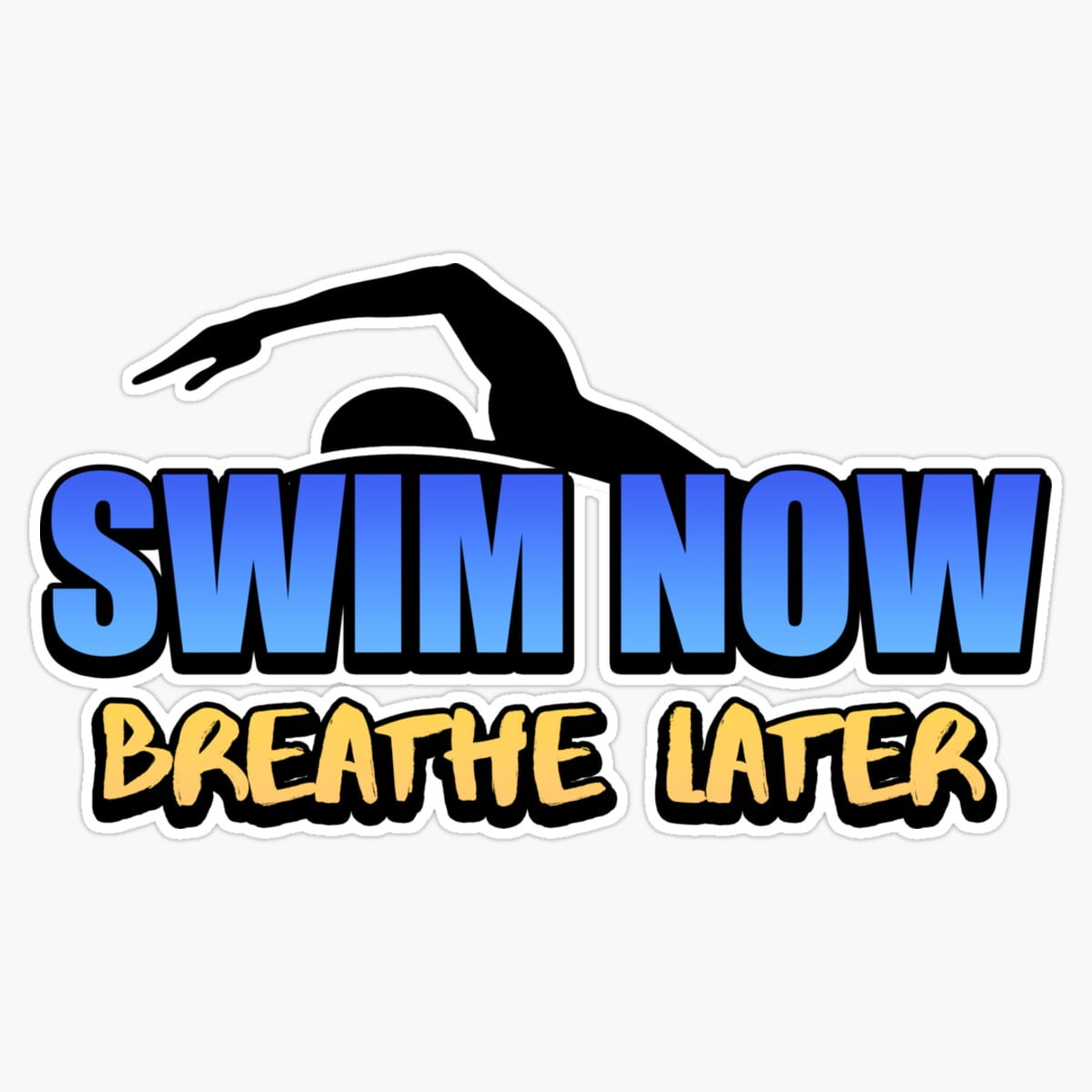 Maneki Swim Now Breathe Later Swimmer Swimming Sport Er, Phone Decal ...