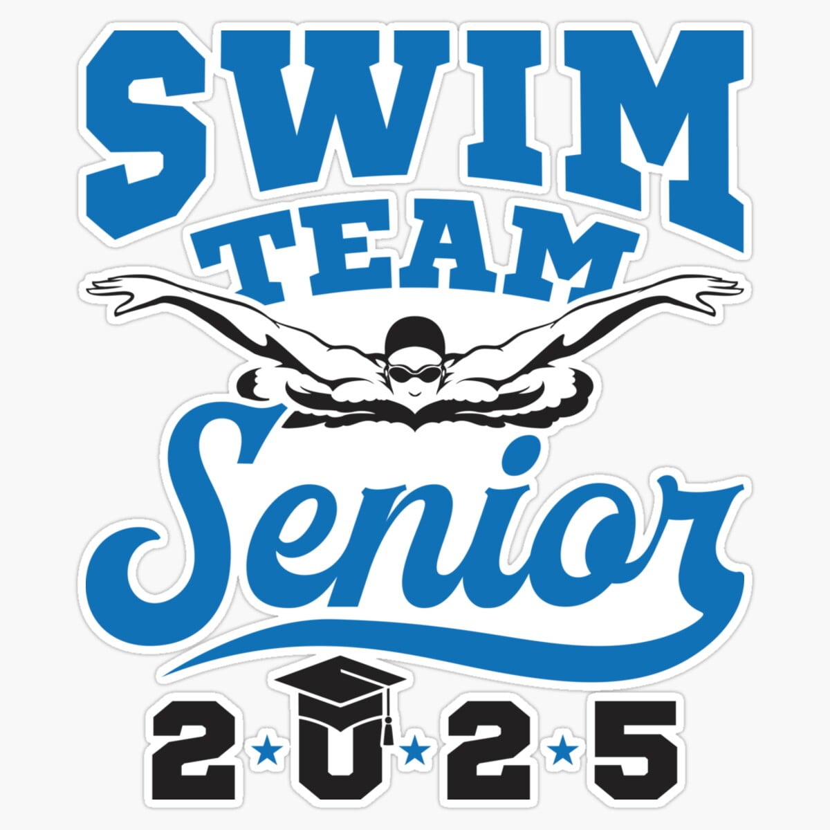 Maneki Swim Team Senior Graduating Clof 2025 Swimming Swimmer Er, Phone Decal Water Bottle ...