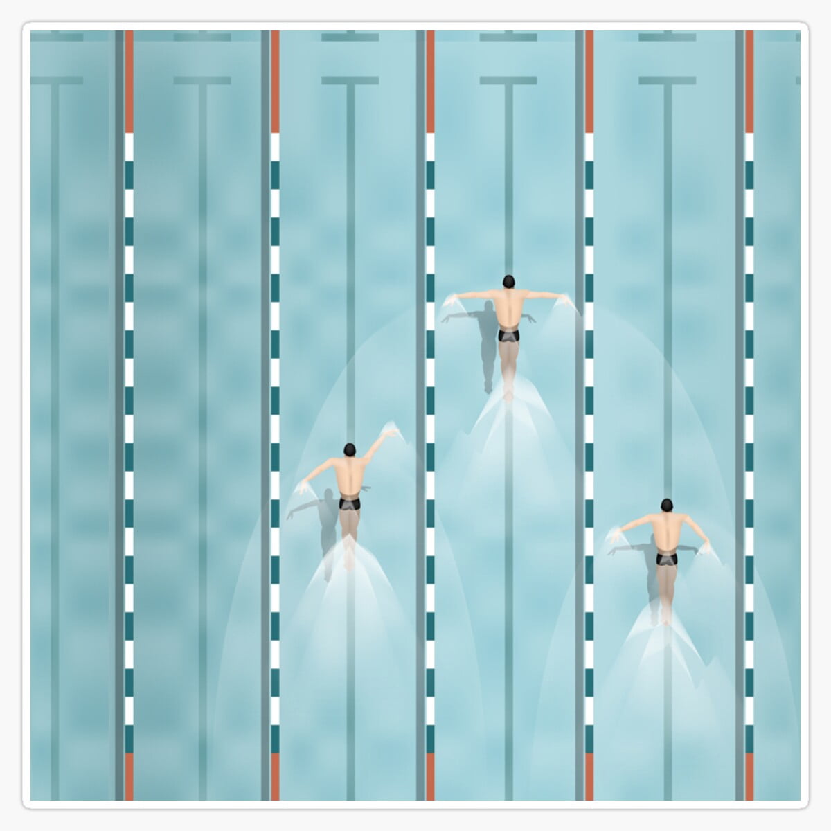 Maneki Swimmers In Swimming Pool Vector Er, Phone Decal Water Bottle ...