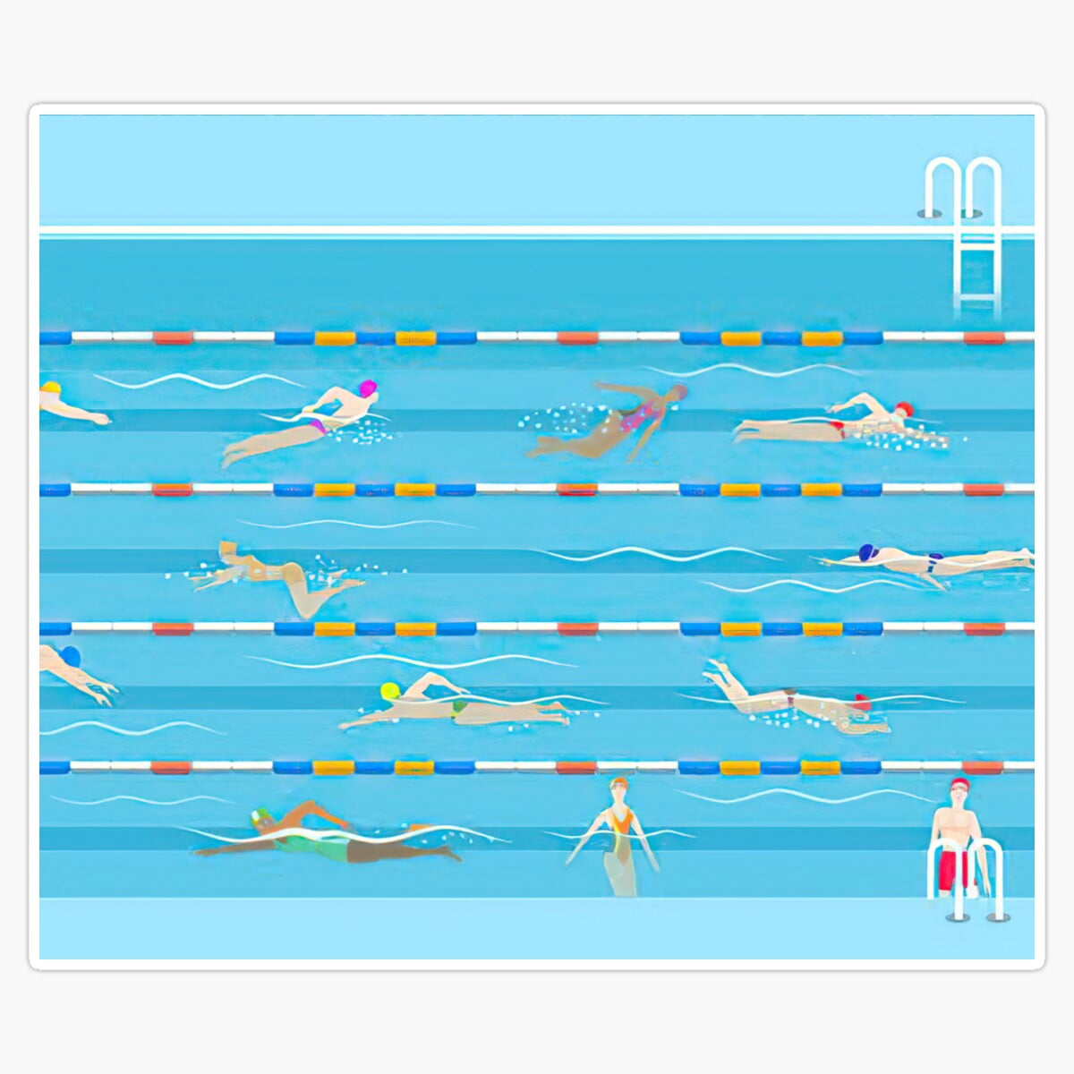 Maneki Swimming Pool, Aquatic Race Water Er, Phone Decal Water Bottle ...