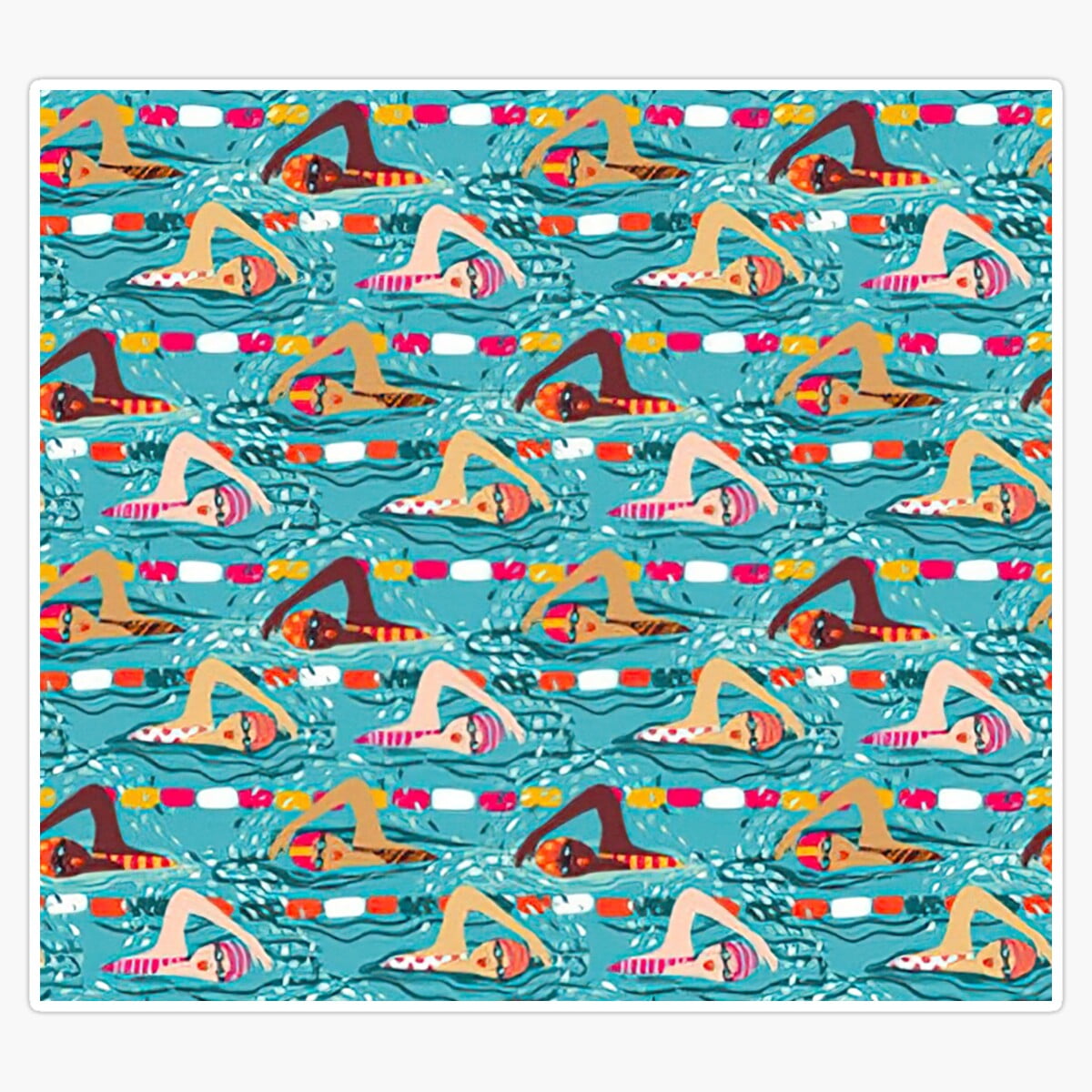 Maneki Swimming Pool Hand Drawing Er, Phone Decal Water Bottle Stickers ...