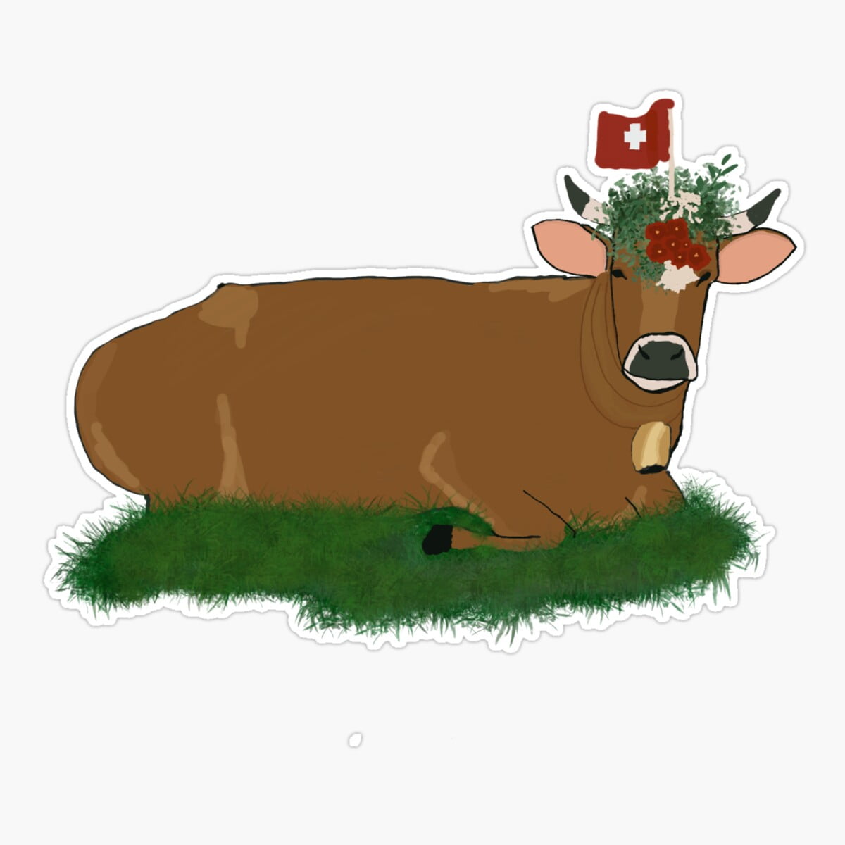 Maneki Swiss Cow Sticker, Phone Decal Water Bottle Stickers Car Decals ...