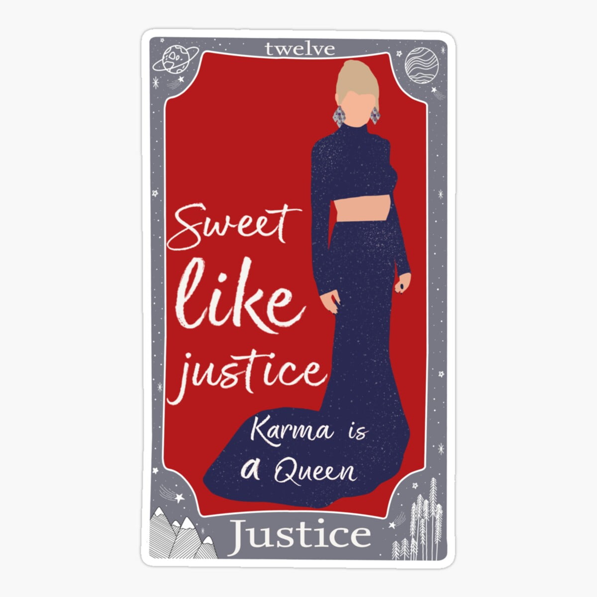 Maneki Swit Tarot Card - Justice Er, Phone Decal Water Bottle Stickers ...