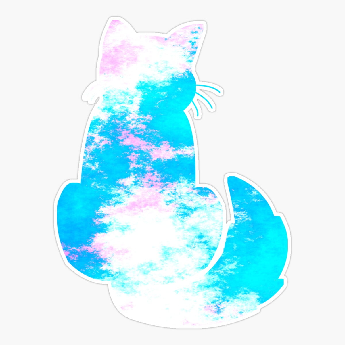 Maneki Sy Grumpy Abstract Blue White Pink Cat Silhouette Sticker, Phone ...