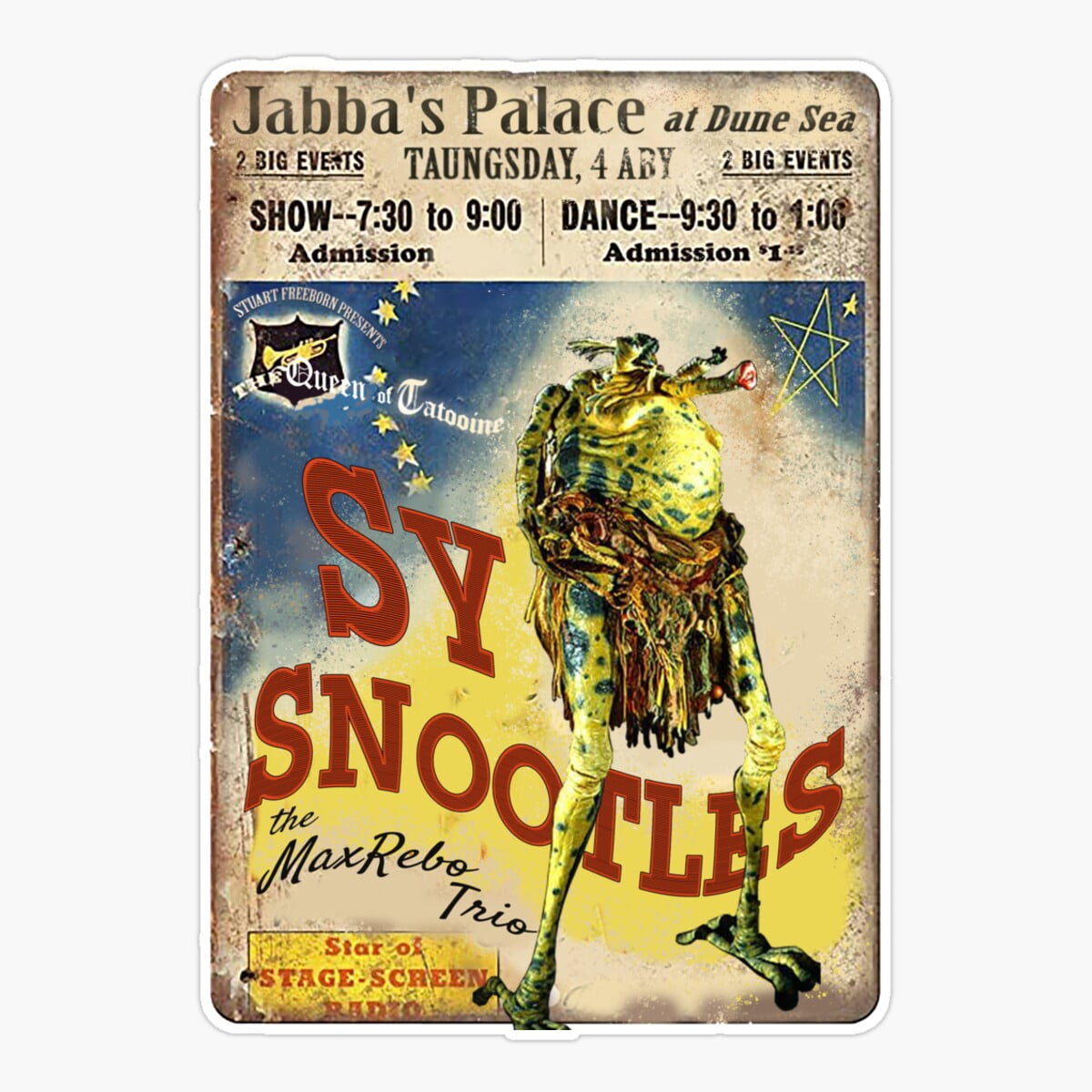 Maneki Sy Snootles In Vintage Style Fan Art Concert Poster Sticker ...