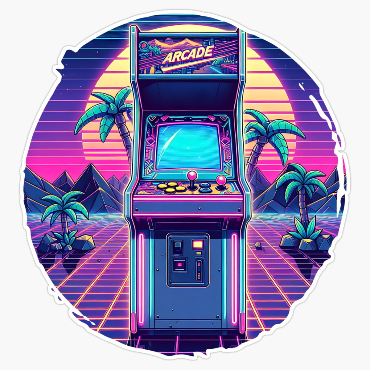 Maneki Synthwave Vaporwave Retro Arcade Cabinet Machine Er, Phone Decal ...