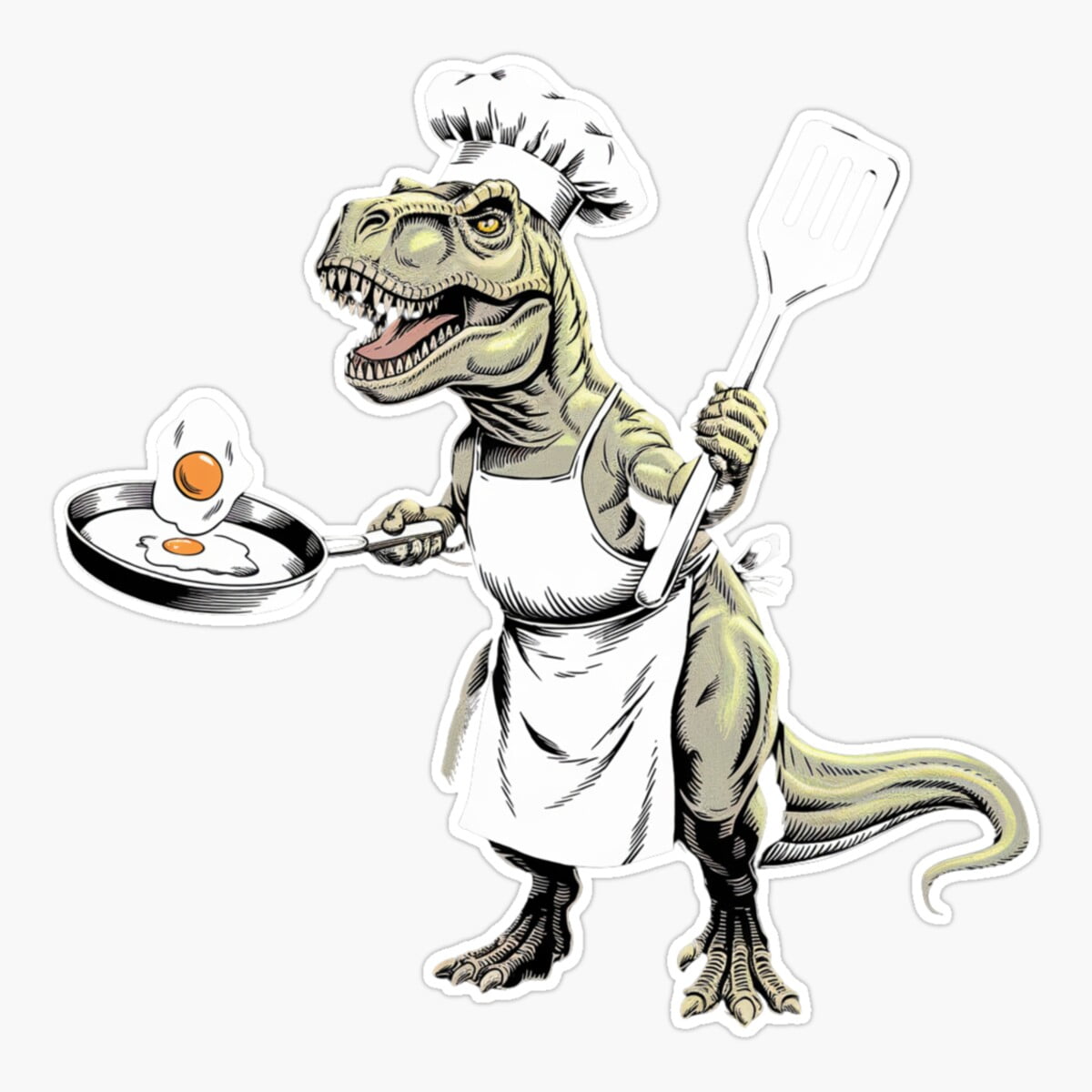 Maneki T-Rex Che Extraordinaire - Un Cooking Design Sticker, Phone ...