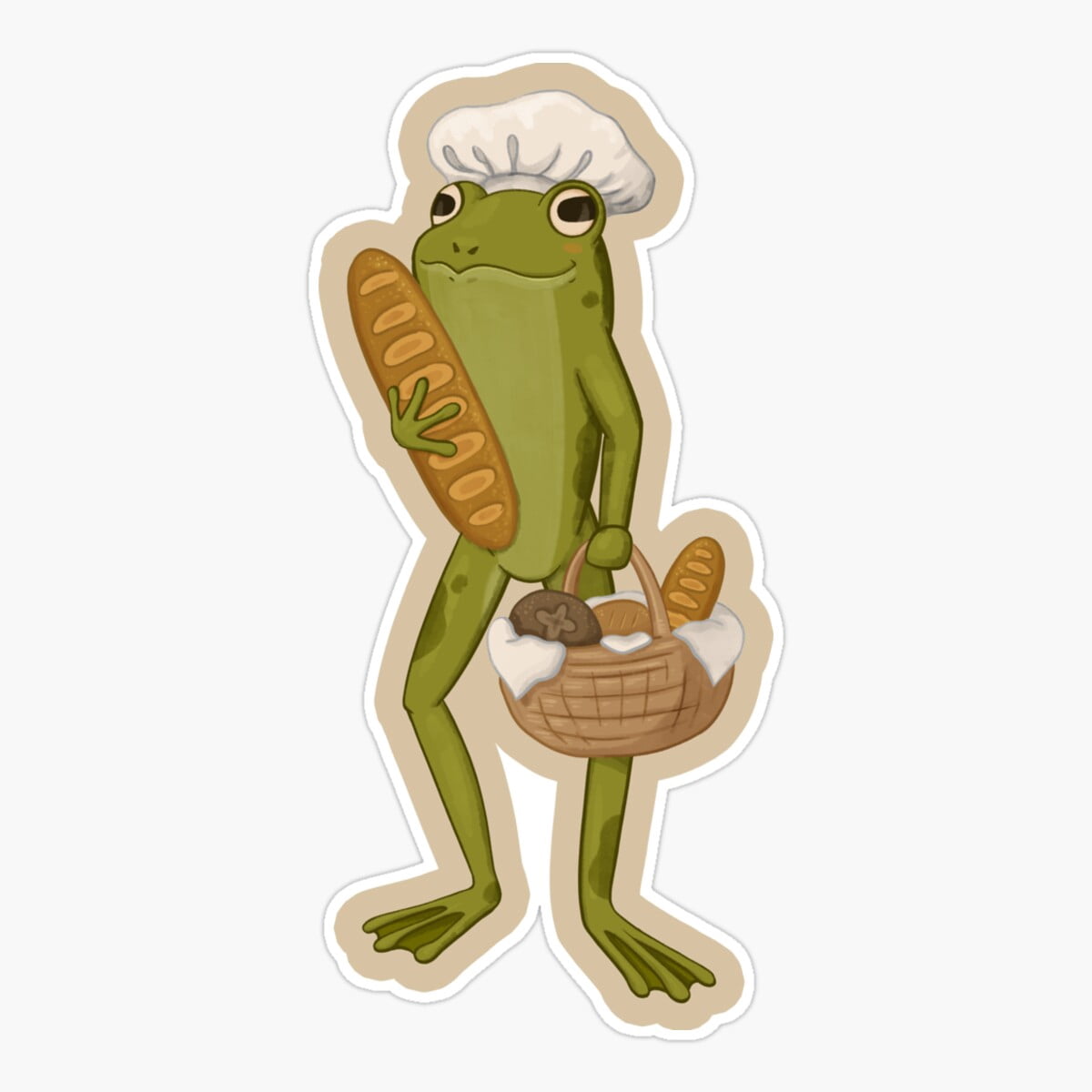 Maneki Tacky Bread Baker Frog Sticker, Phone Decal Water Bottle ...