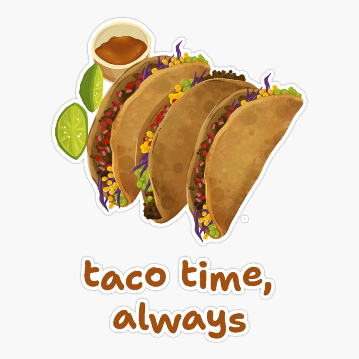 Maneki Taco Time, Always Sticker, Phone Decal Water Bottle Stickers Car ...