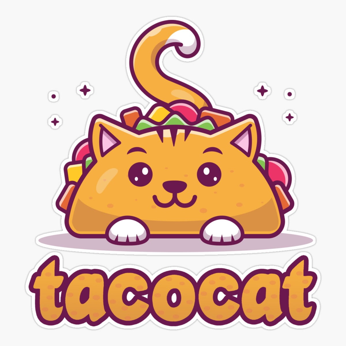 Maneki Tacocat Cat Taco Cat Cats Sticker, Phone Decal Water Bottle Stickers Car Decals, Funny ...
