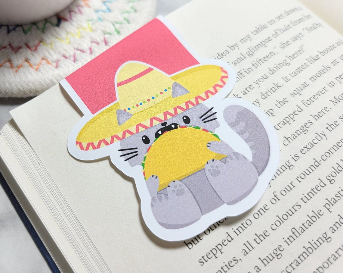 Maneki Tacocat Magnetic Bookmark, Cat Taco Planner Clip, Kawaii Cat ...