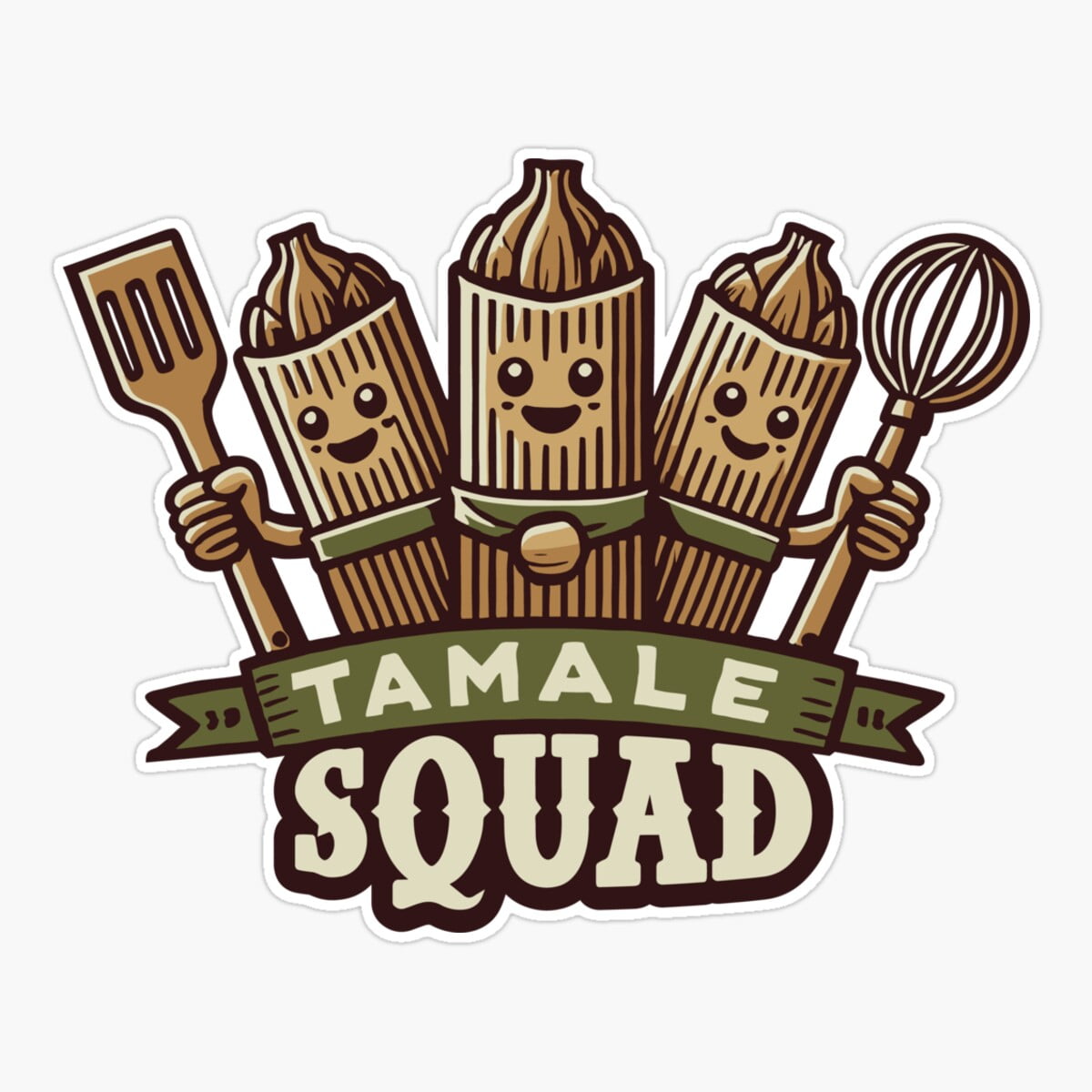 Maneki Tamale Squad - Mexican Amily Culture - Ood Corn Husks Sticker ...