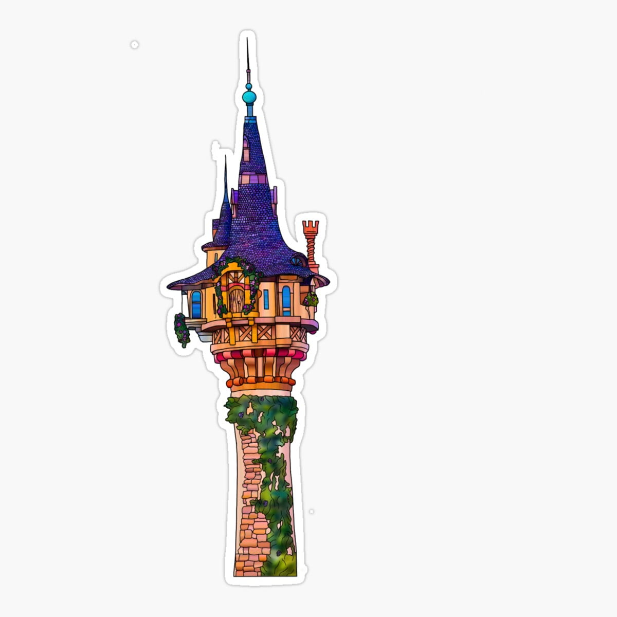 Maneki Tangled Tower Sticker, Phone Decal Water Bottle Stickers Car ...