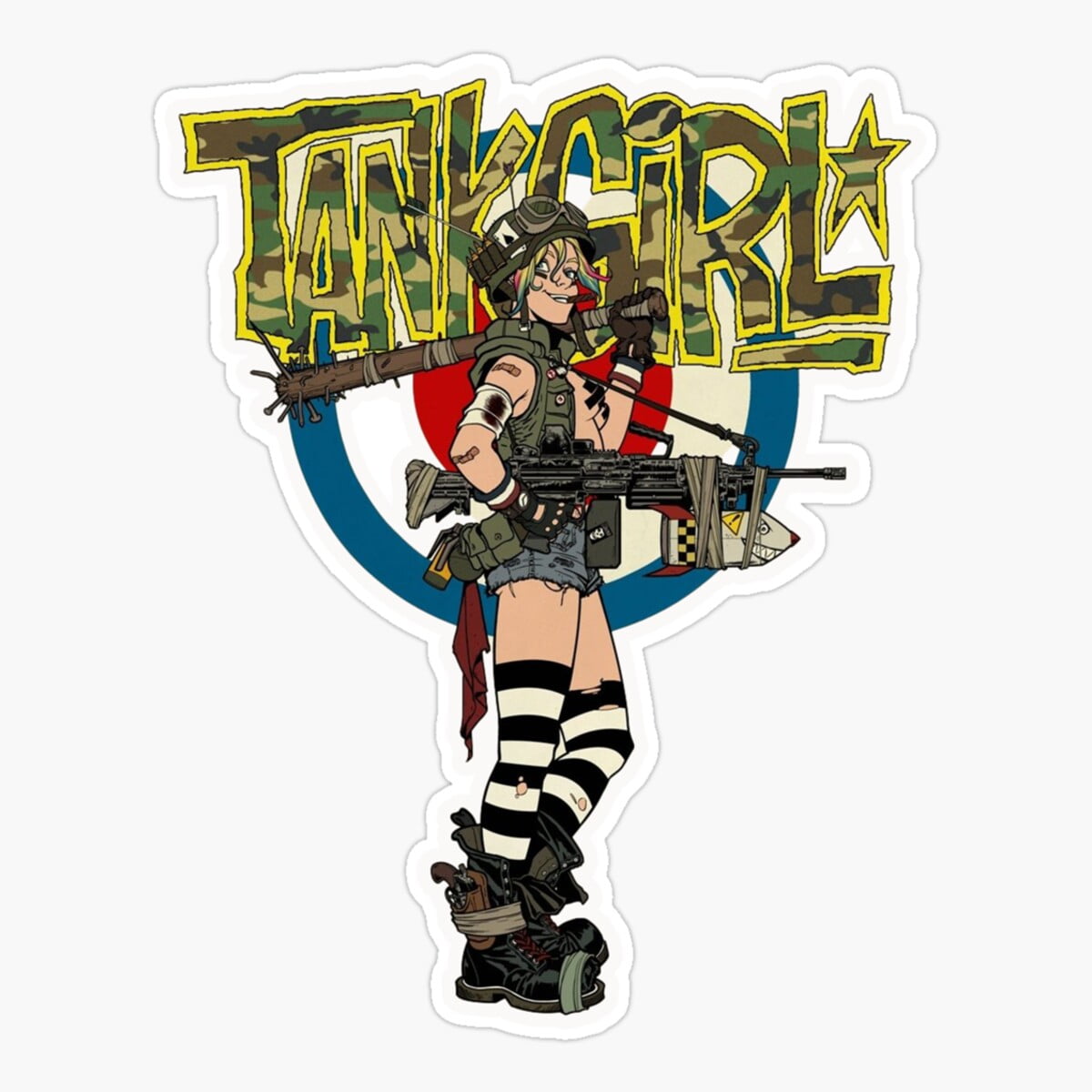 Maneki Tank Girl Sticker, Phone Decal Water Bottle Stickers Car Decals ...