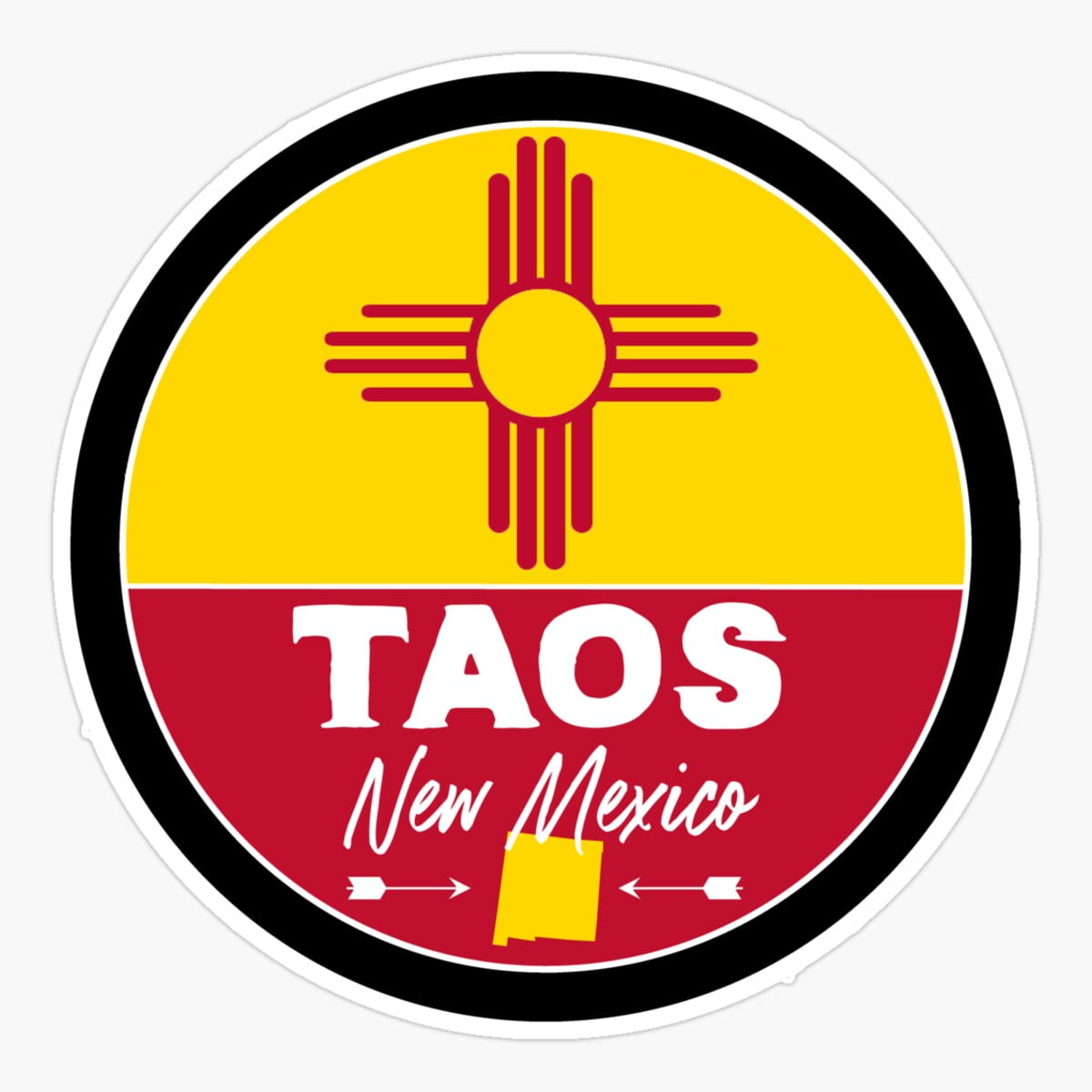 Maneki Taos New Mexico Zia State Lag And Nm Map Badge Sticker, Phone ...