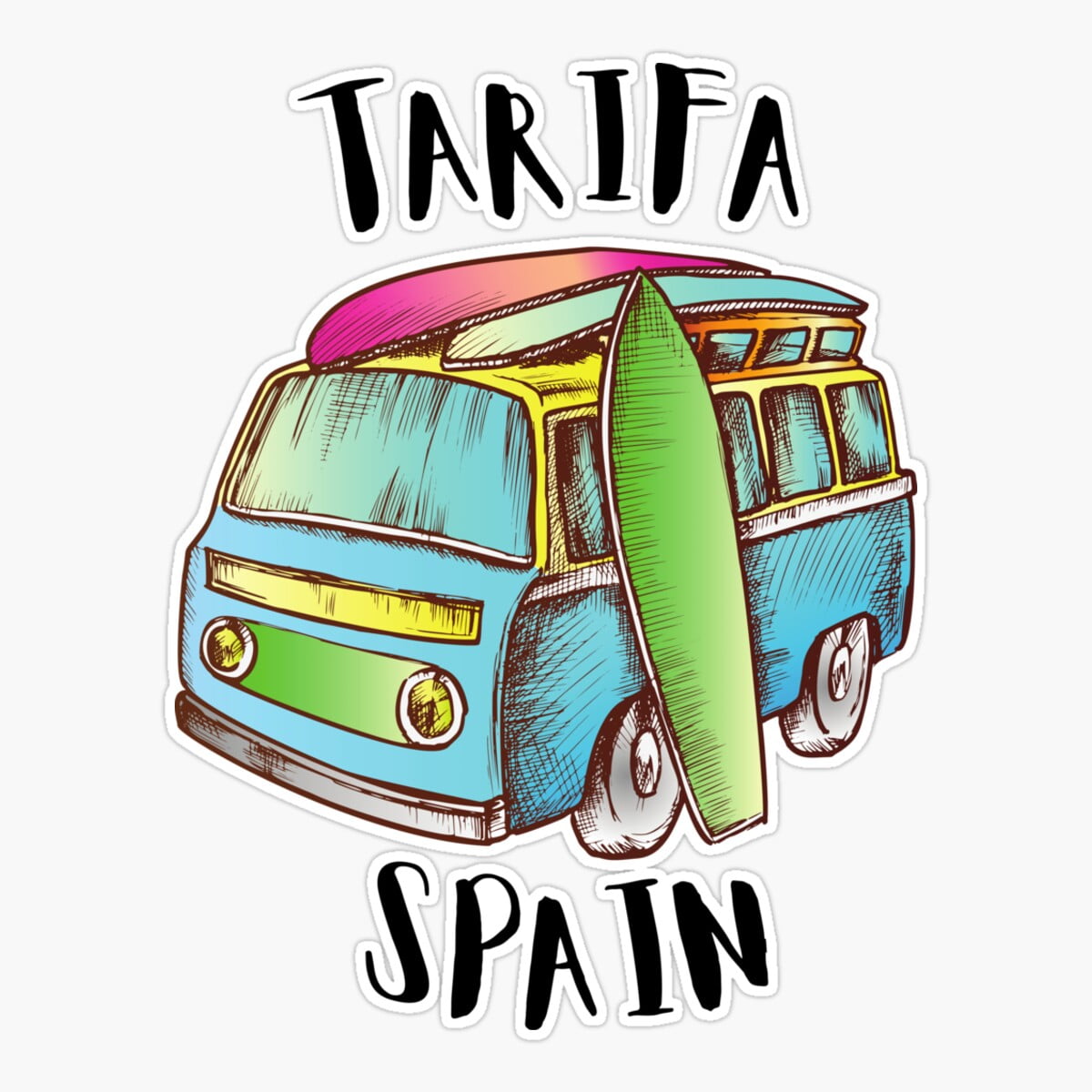 Maneki Tarifa Surf Beach Sticker, Phone Decal Water Bottle Stickers Car ...