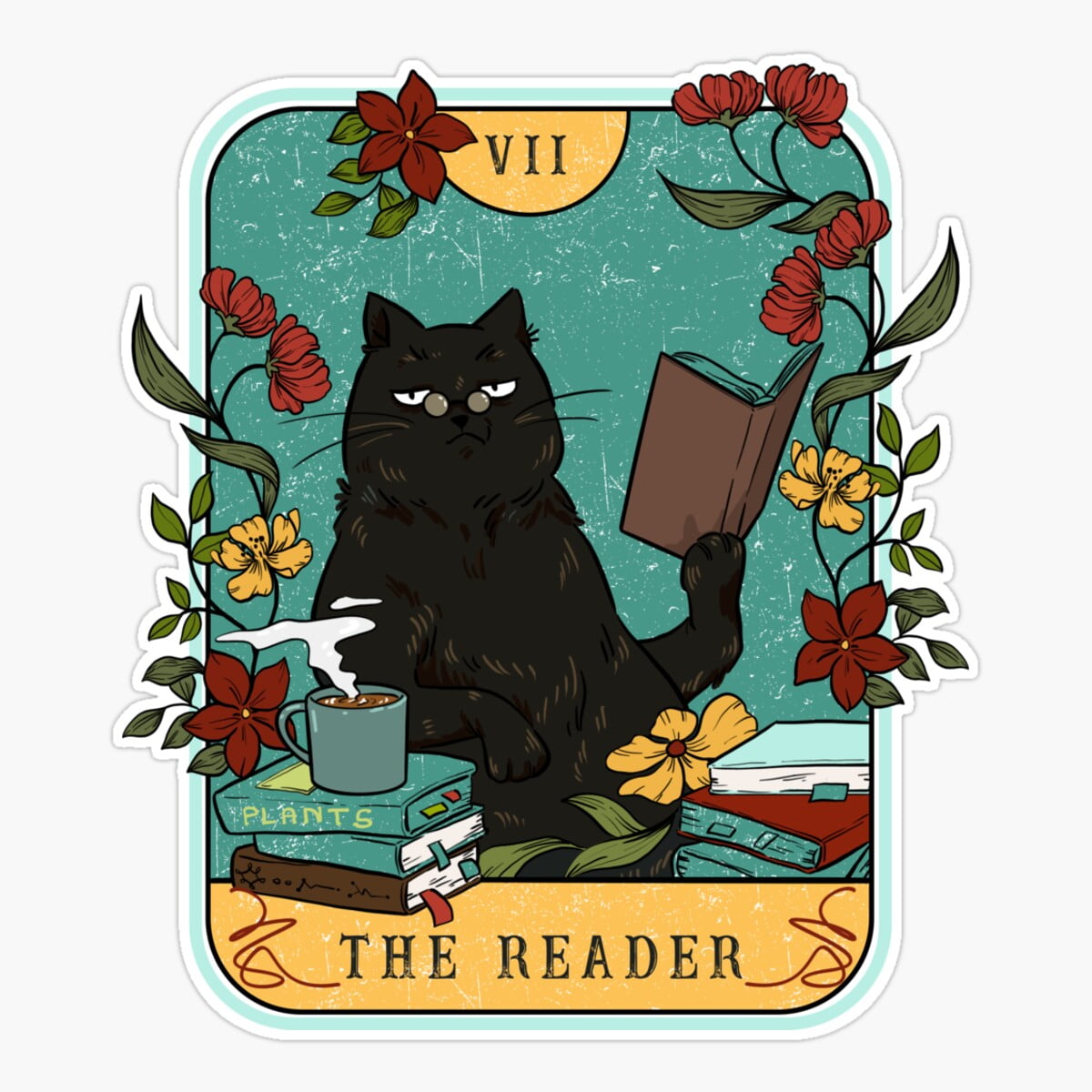 Maneki Tarot Card Cat The Reader Er, Phone Decal Water Bottle Stickers ...