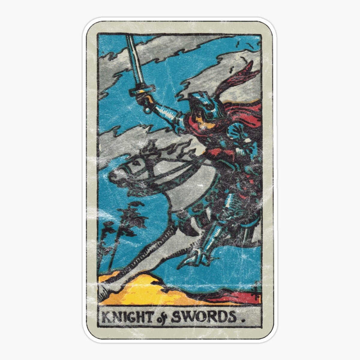 Maneki Tarot Card - Knight O Swords (Distressed Design) Er, Phone Decal ...